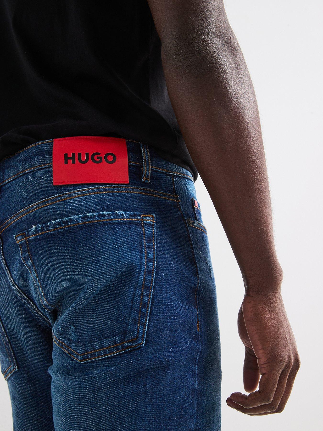HUGO 634 Rip & Repair Tapered Fit Jeans - Blue | Very