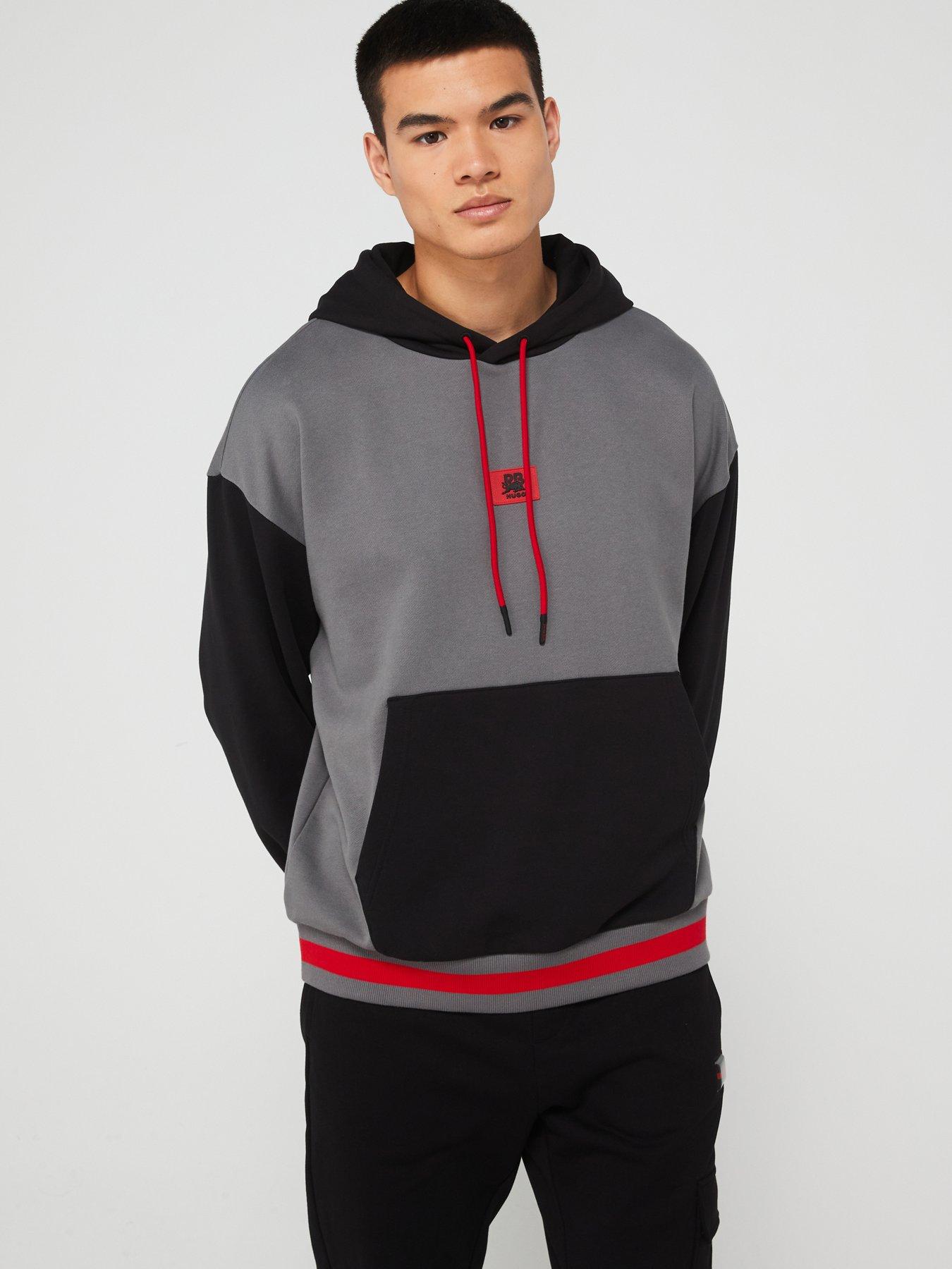 HUGO x RB Dicheck Contrast Oversized Fit Overhead Hoodie - Grey | Very