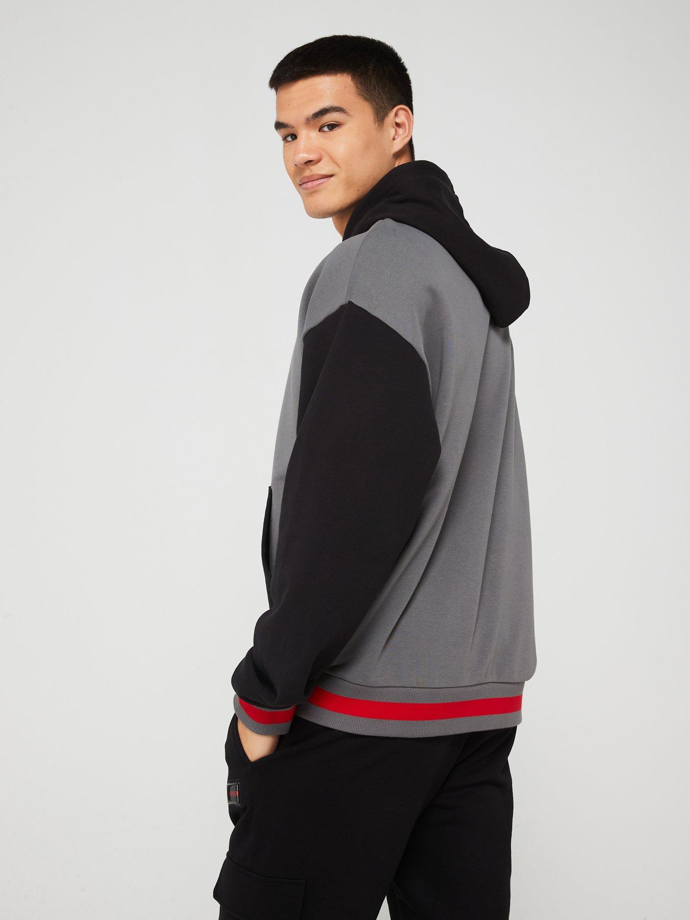 HUGO x RB Dicheck Contrast Oversized Fit Overhead Hoodie - Grey | Very