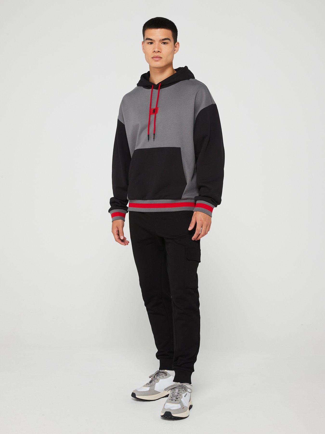 HUGO x RB Dicheck Contrast Oversized Fit Overhead Hoodie - Grey | Very