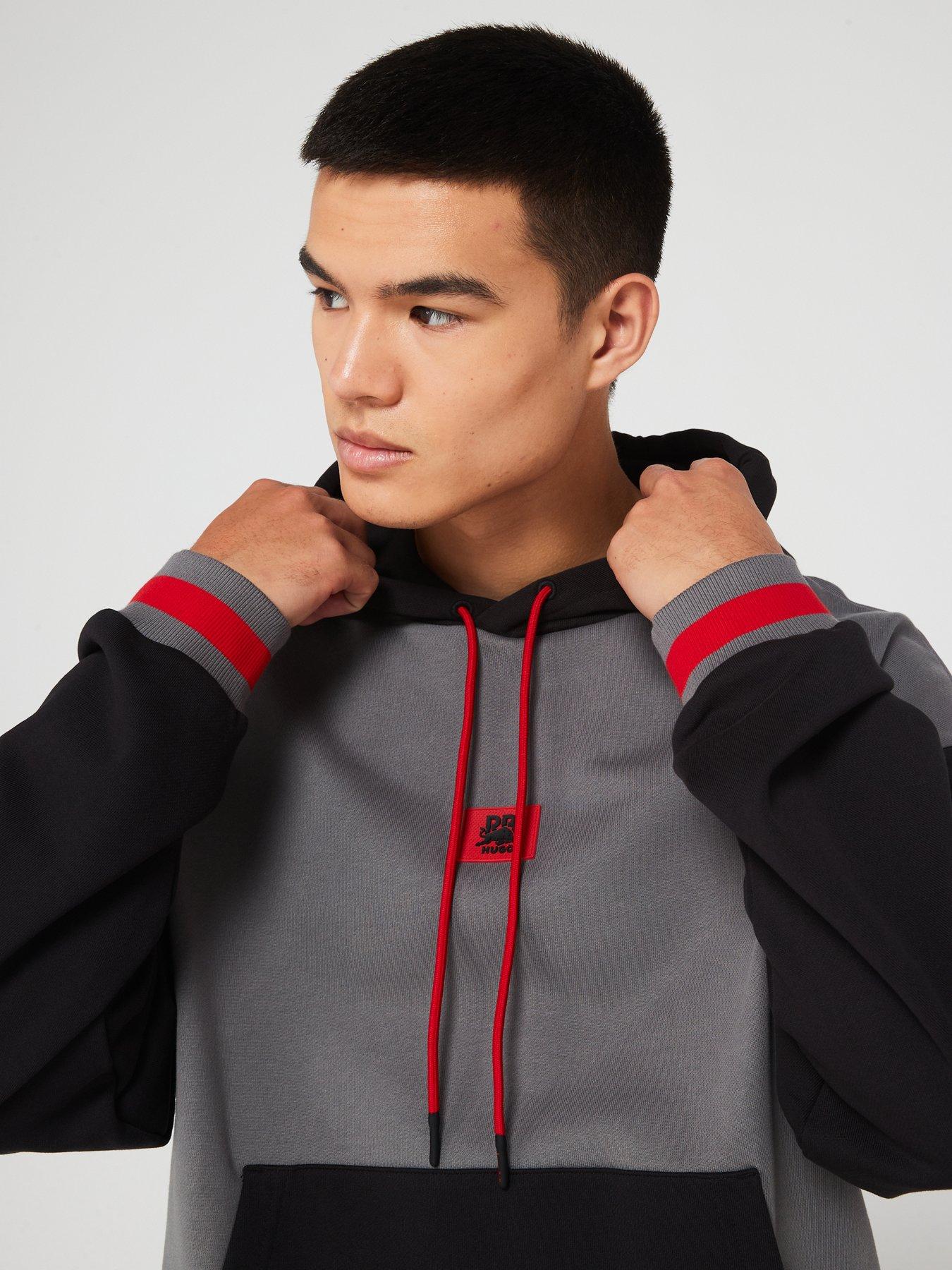 HUGO x RB Dicheck Contrast Oversized Fit Overhead Hoodie - Grey | Very