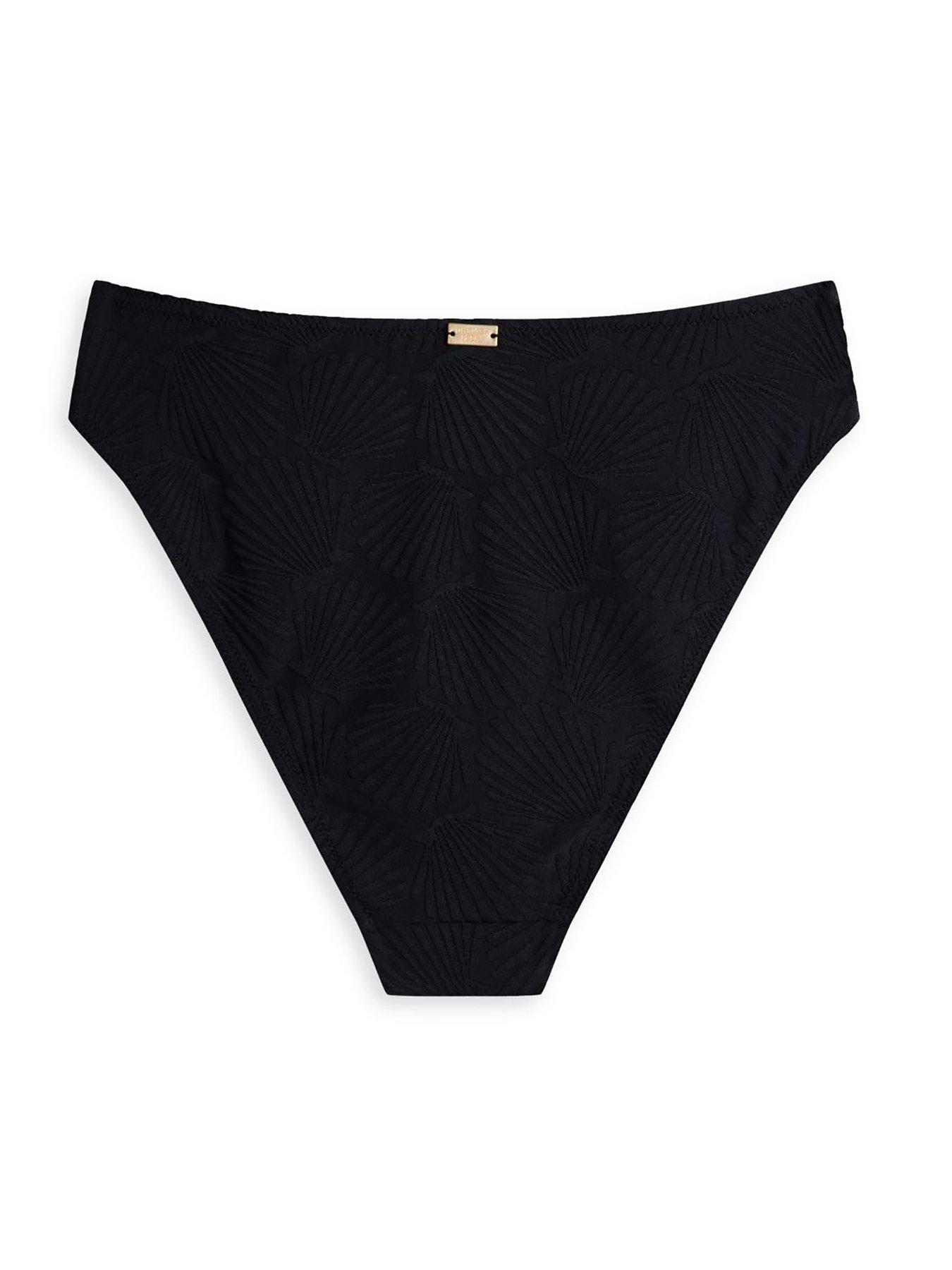 CHELSEA PEERS Jacquard Shell High Waisted Bikini Bottoms - Black | Very