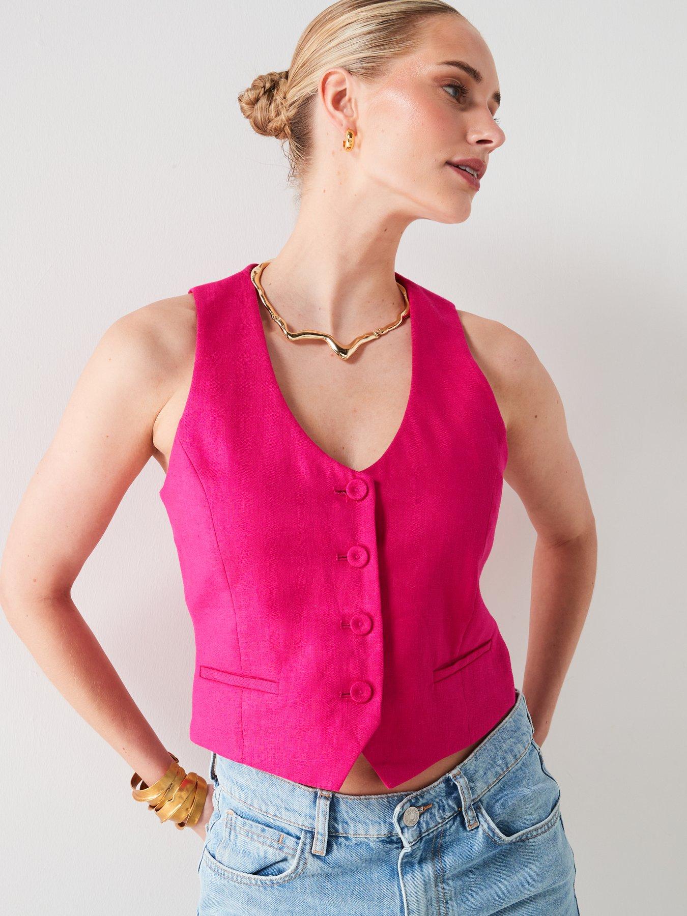 Mango Linen Suit Waistcoat - Pink | Very