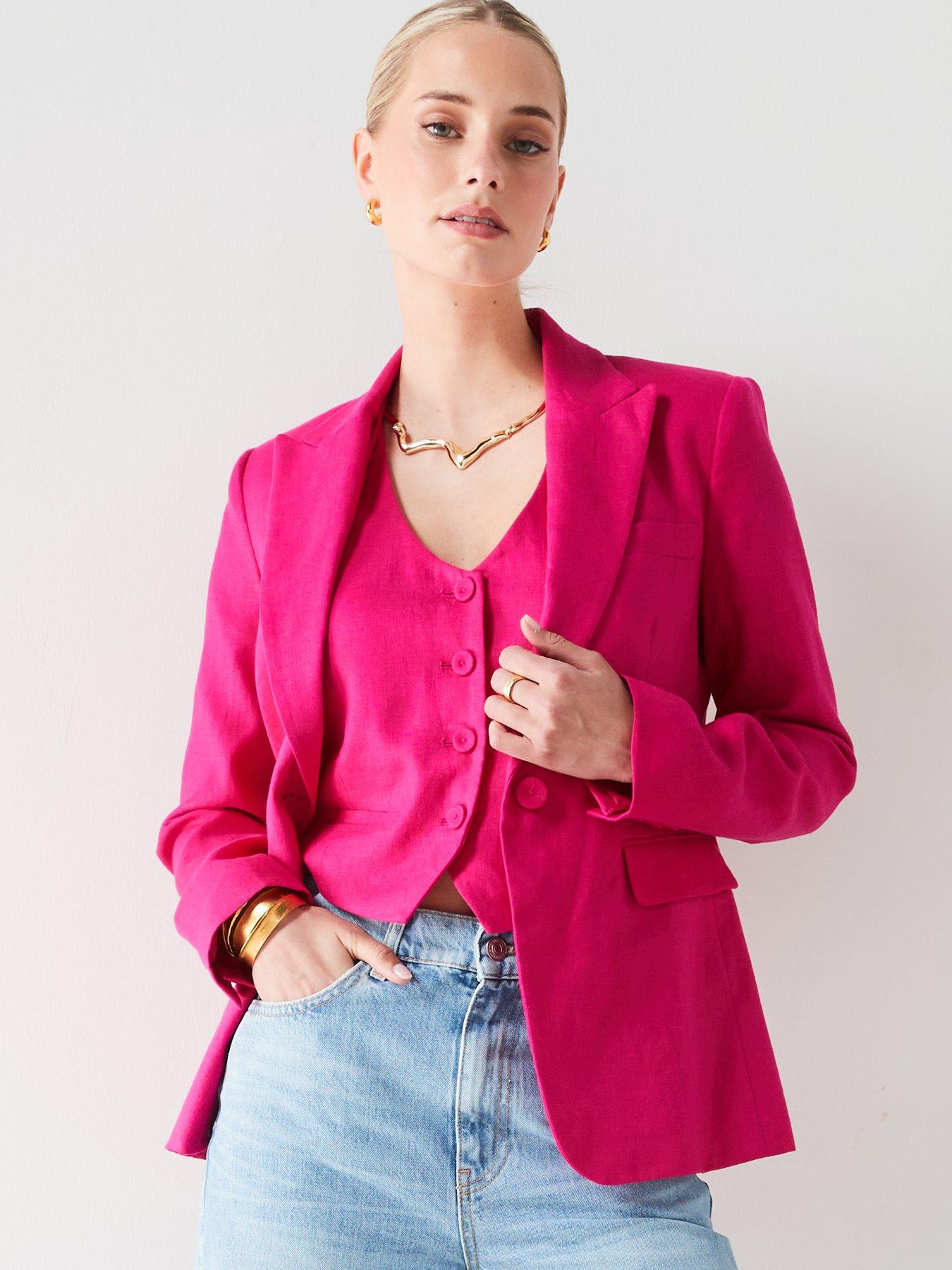 Mango Linen Suit Waistcoat - Pink | Very