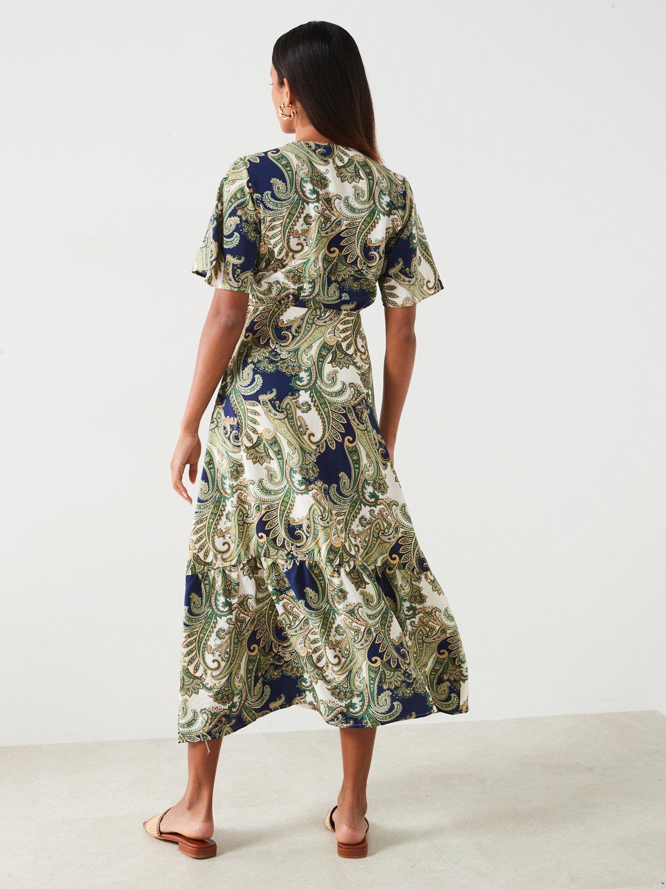 Mango Printed Wrap Midi Dress - Multi | Very