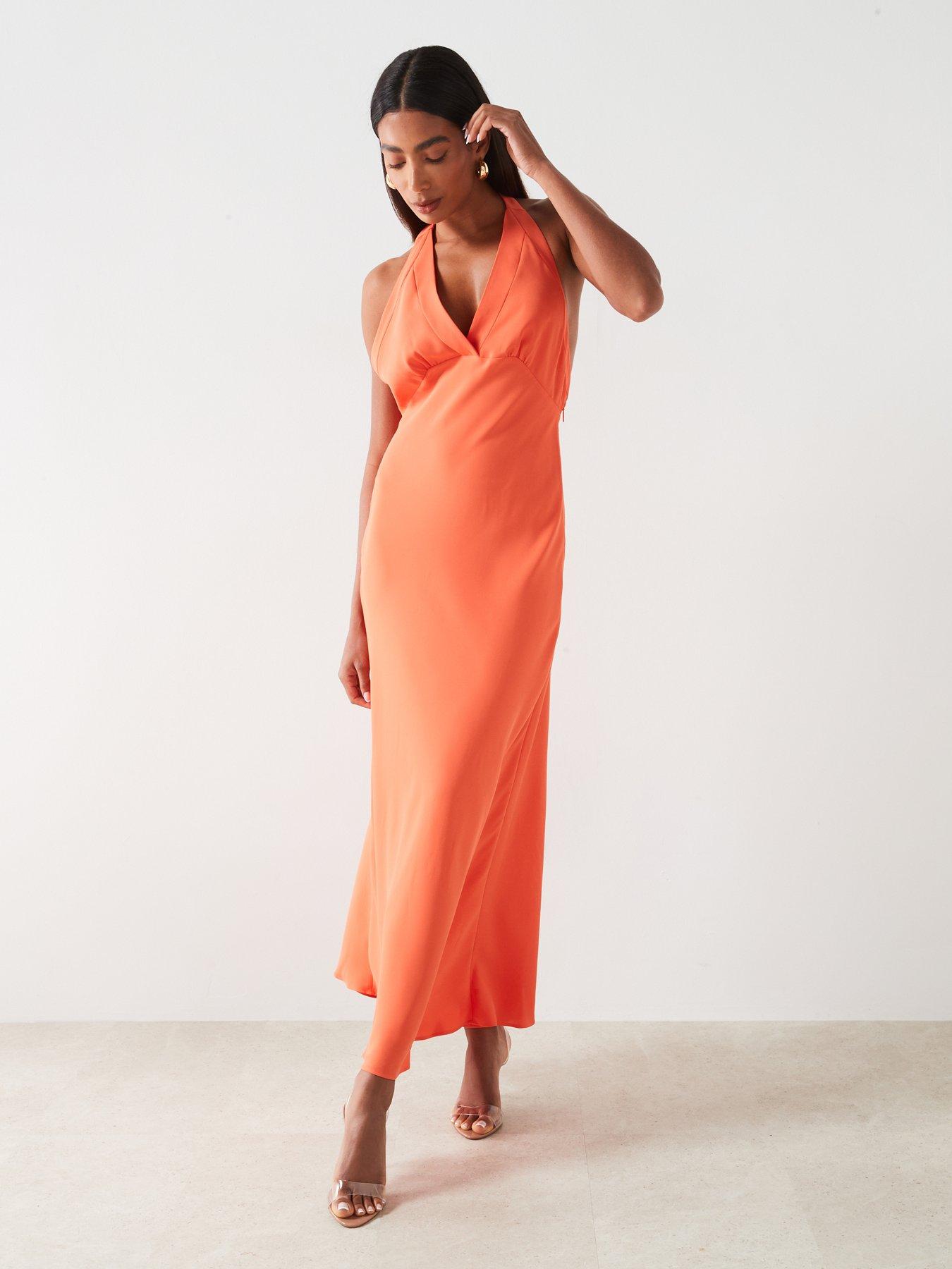 Mango Bristol Halter Neck Maxi Dress - Orange | Very