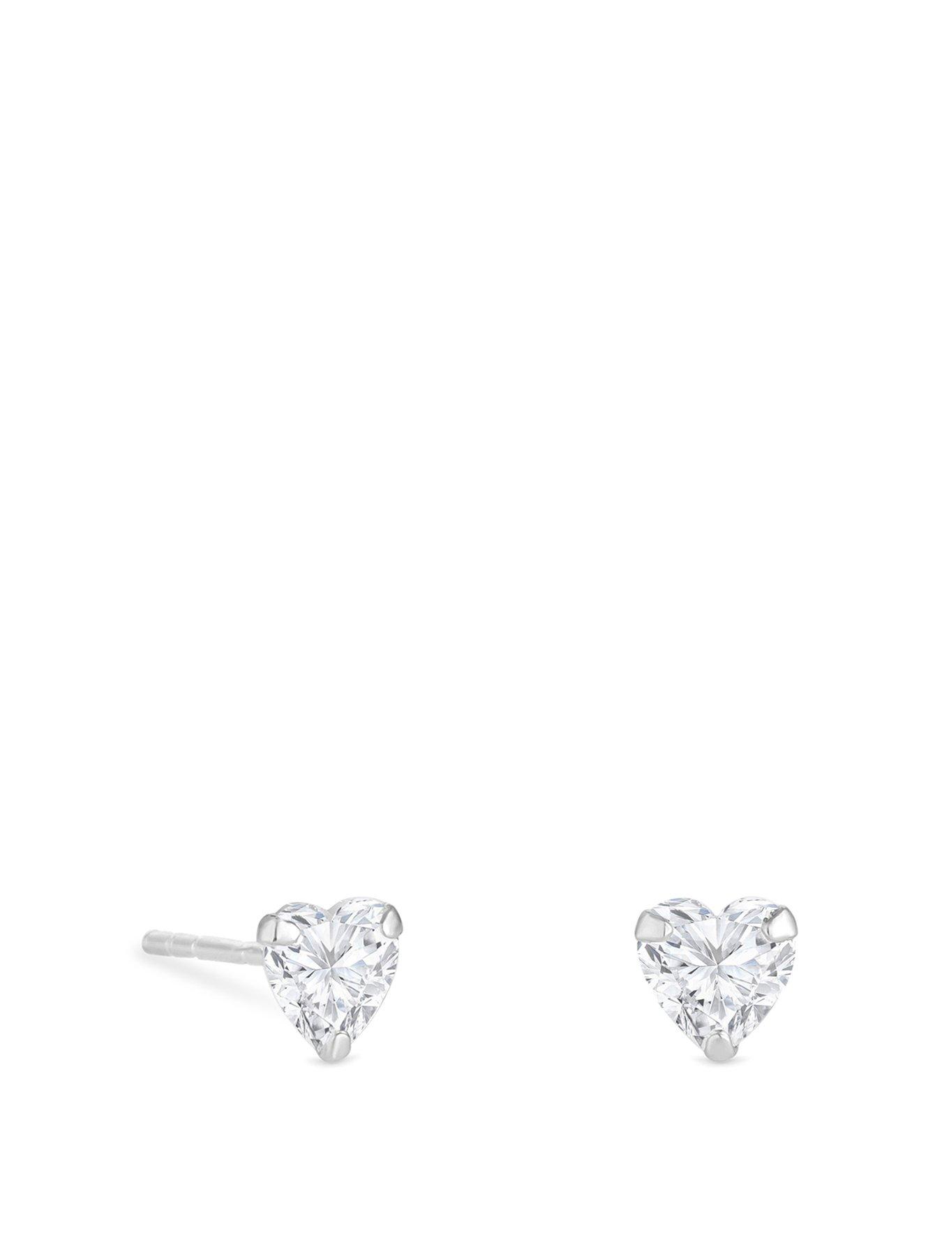 Simply Silver Sterling Silver 925 Cubic Zirconia Heart Stud Earrings ...