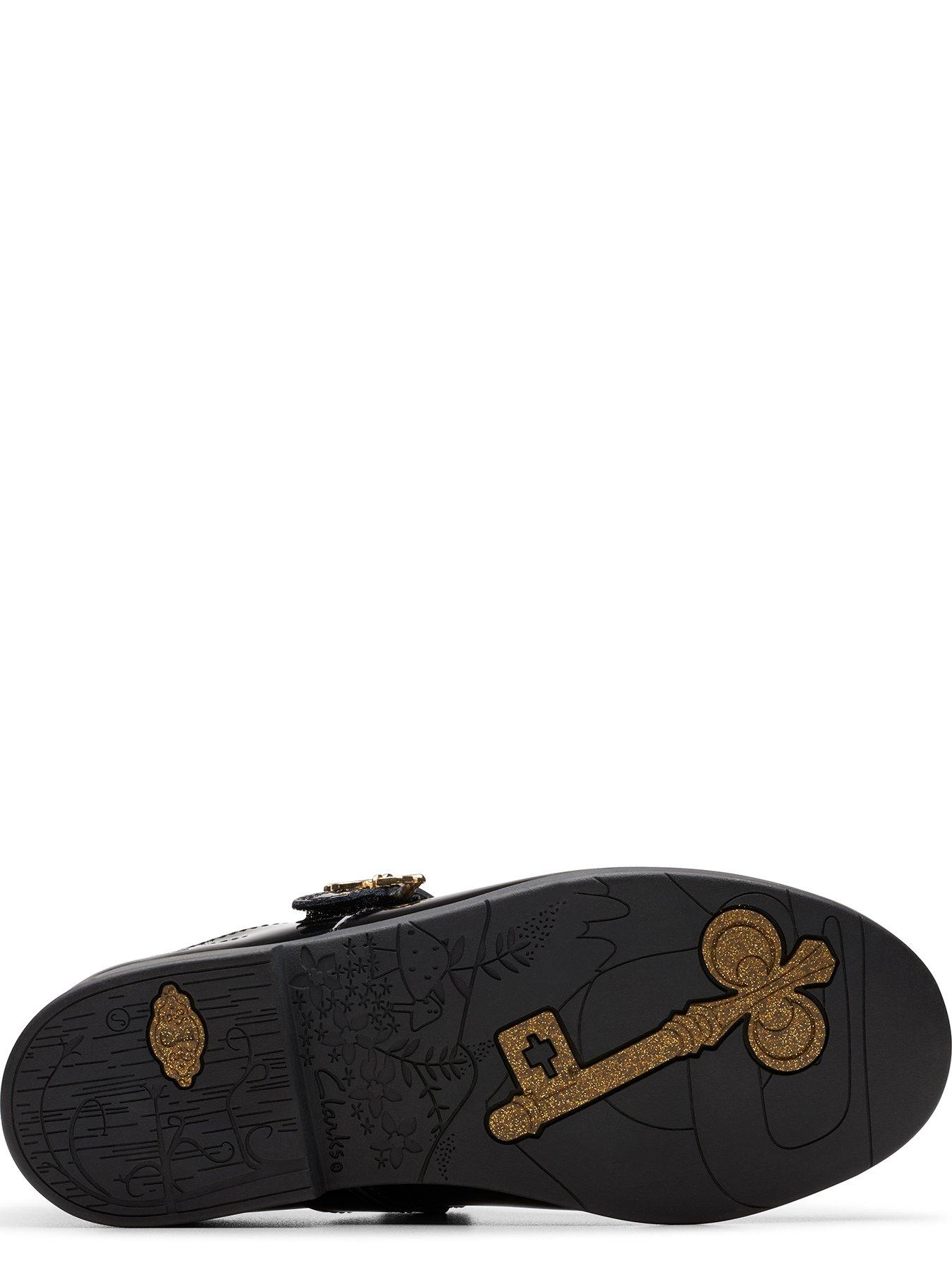 Clarks Kids Lock Shine T-bar School Shoe - Black | Very