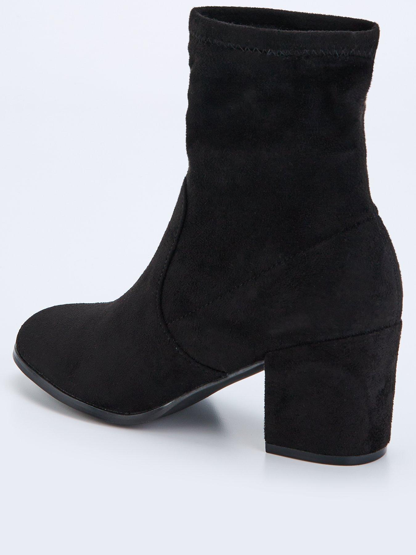 Everyday Wide Fit Block Heel Sock Boot - Black | Very