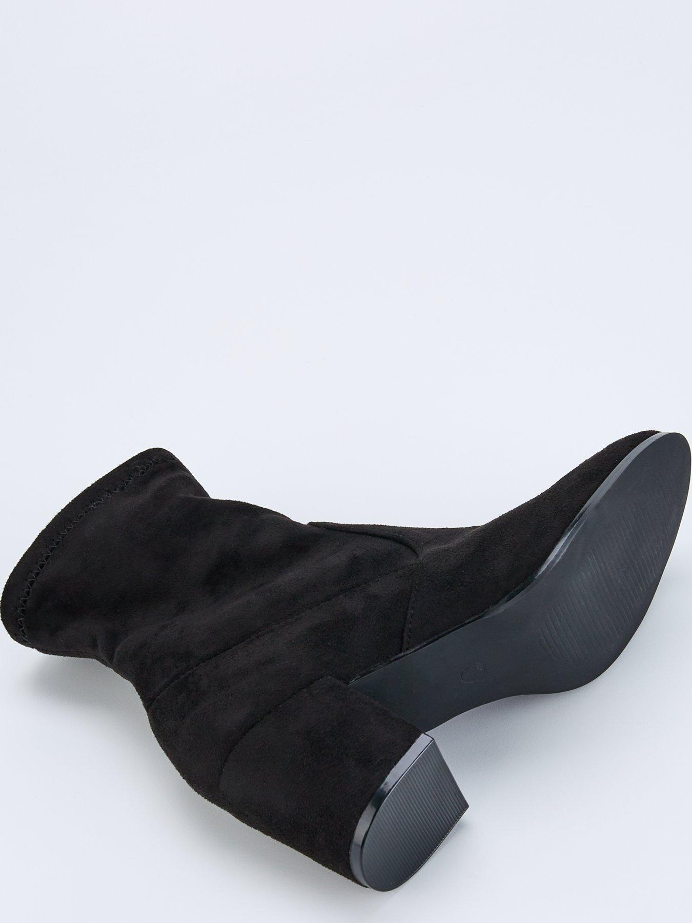 Everyday Wide Fit Block Heel Sock Boot - Black | Very