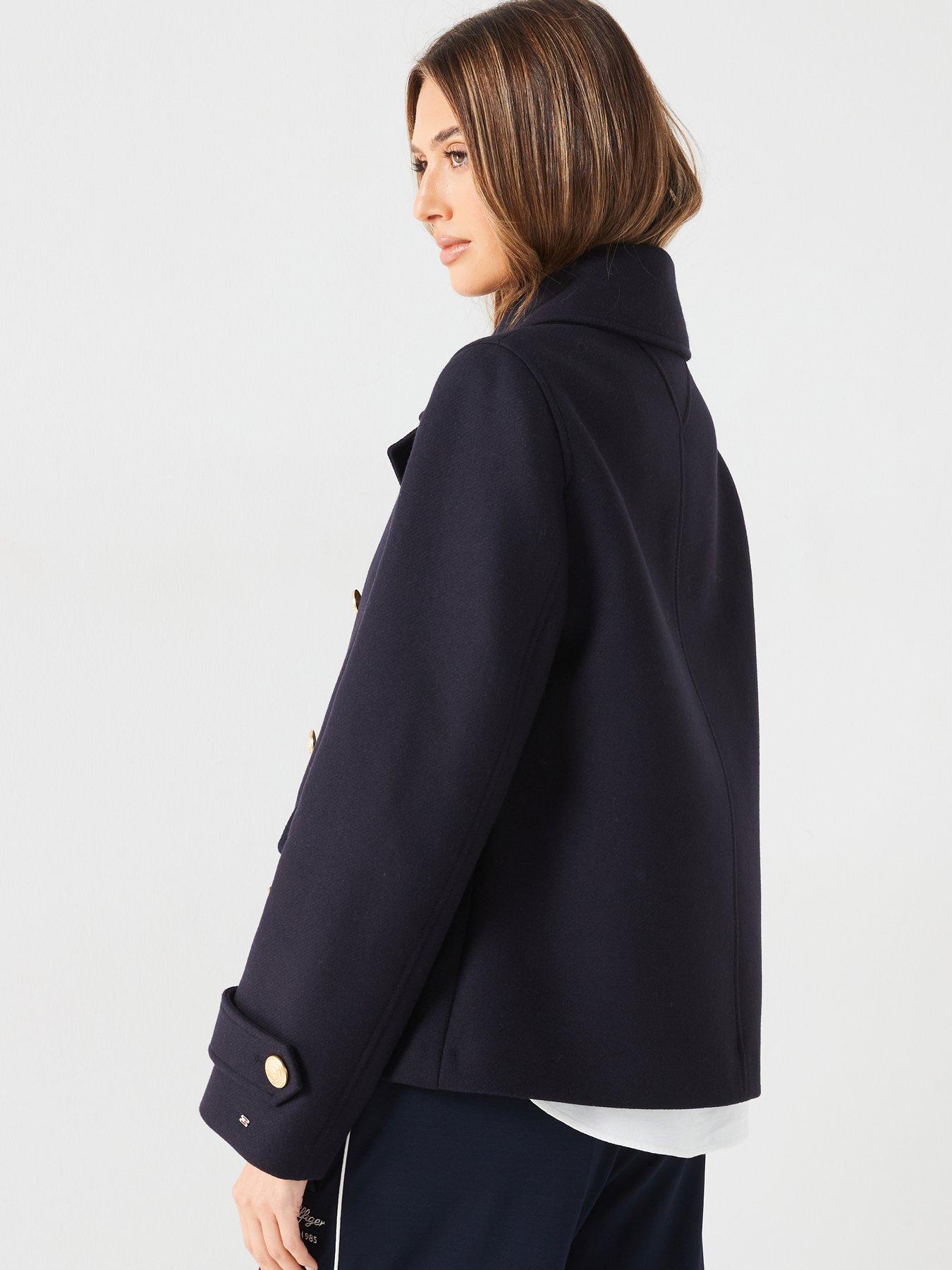 Tommy Hilfiger Cropped Wool Peacoat - Navy | Very