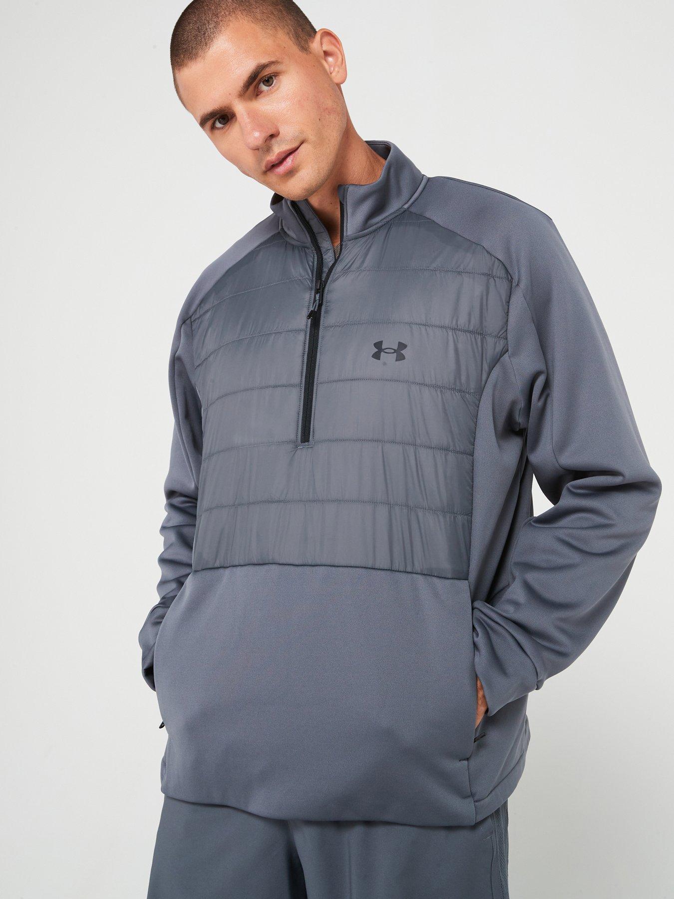 UNDER ARMOUR Mens Training Armour Fleece Half Zip Swacket - Grey | Very ...