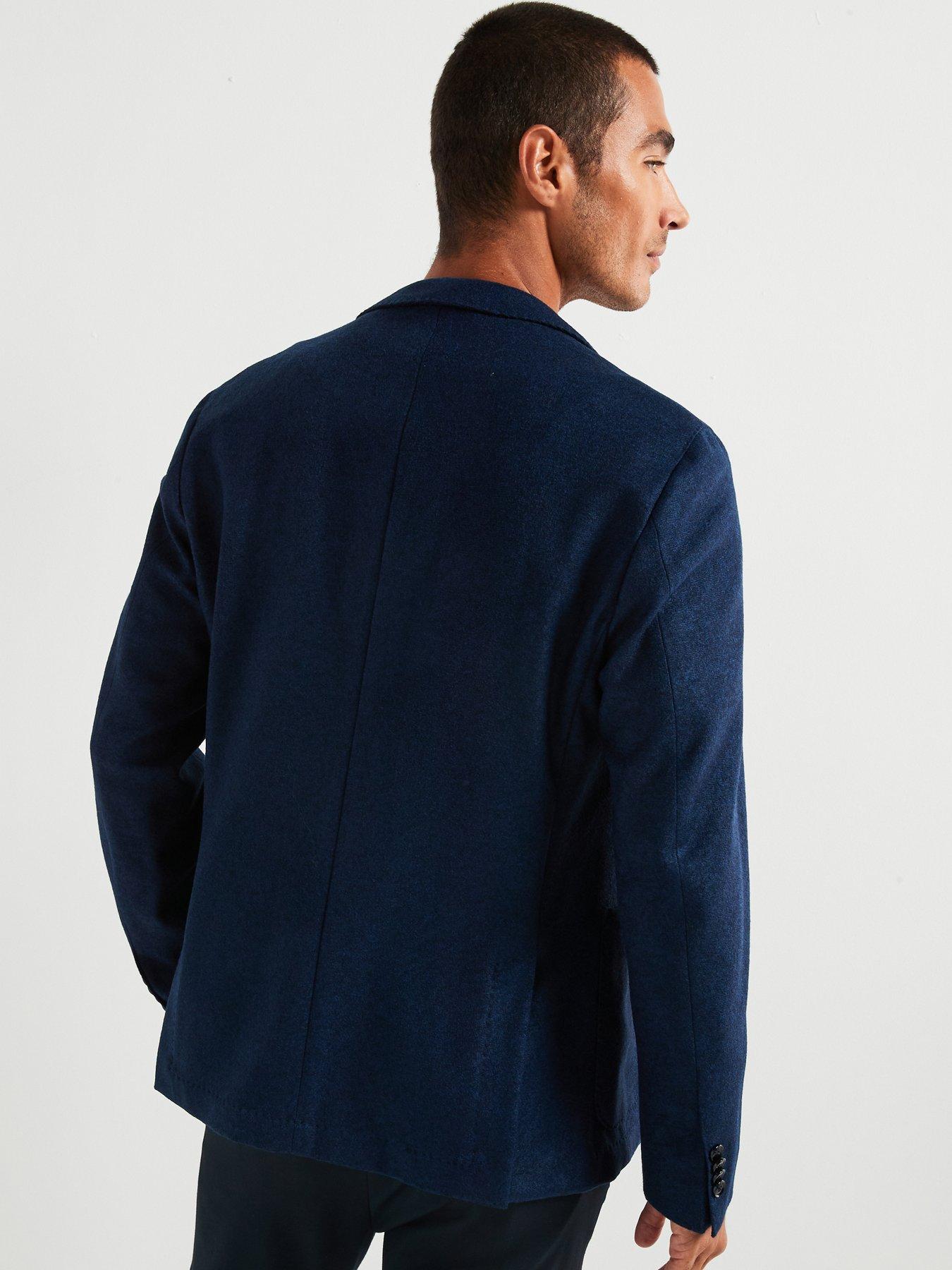 BOSS C-hanry Slim Fit Wool/jersey Blend Patch Pocket Blazer - Navy | Very