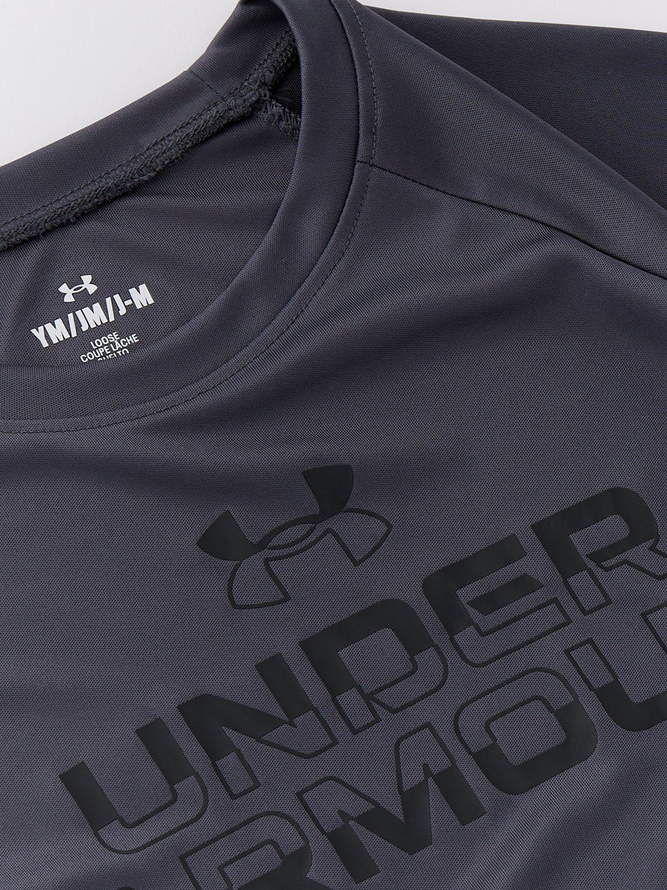 UNDER ARMOUR Boys Training Tech Split Wordmark T-Shirt - Grey | Very