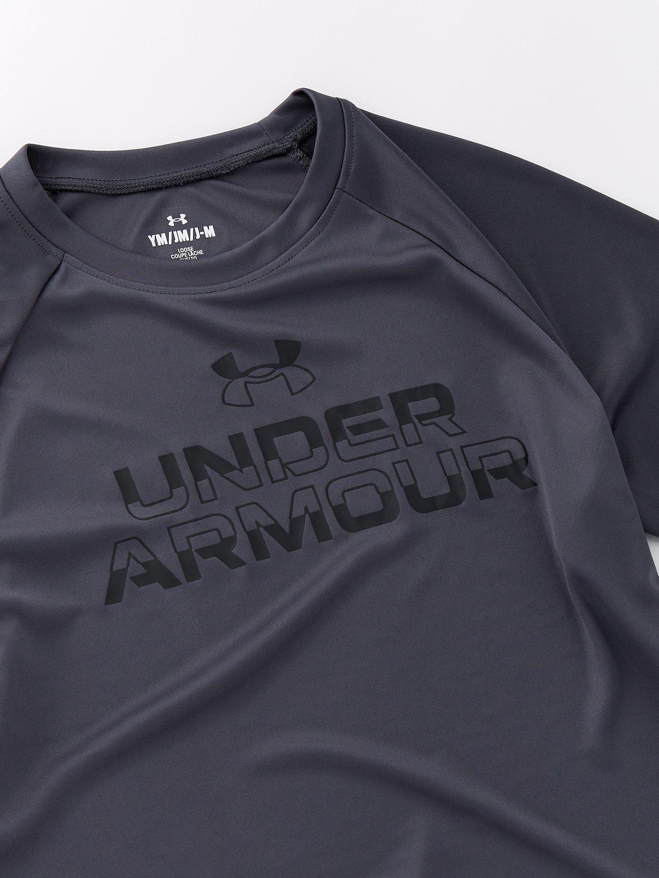 UNDER ARMOUR Boys Training Tech Split Wordmark T-Shirt - Grey | Very
