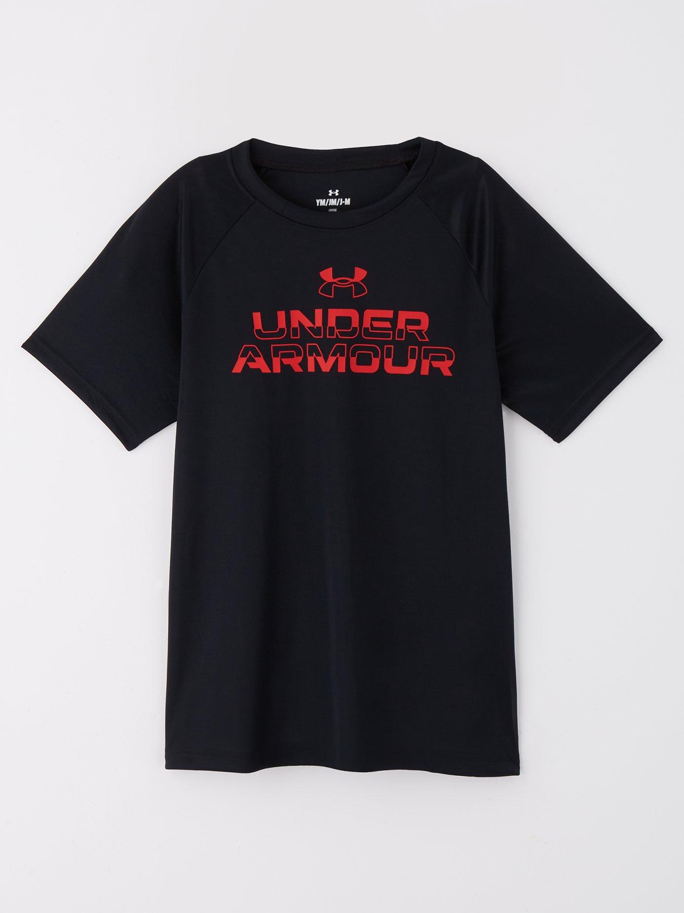 UNDER ARMOUR Boys Training Tech Split Wordmark T-Shirt - Black | Very