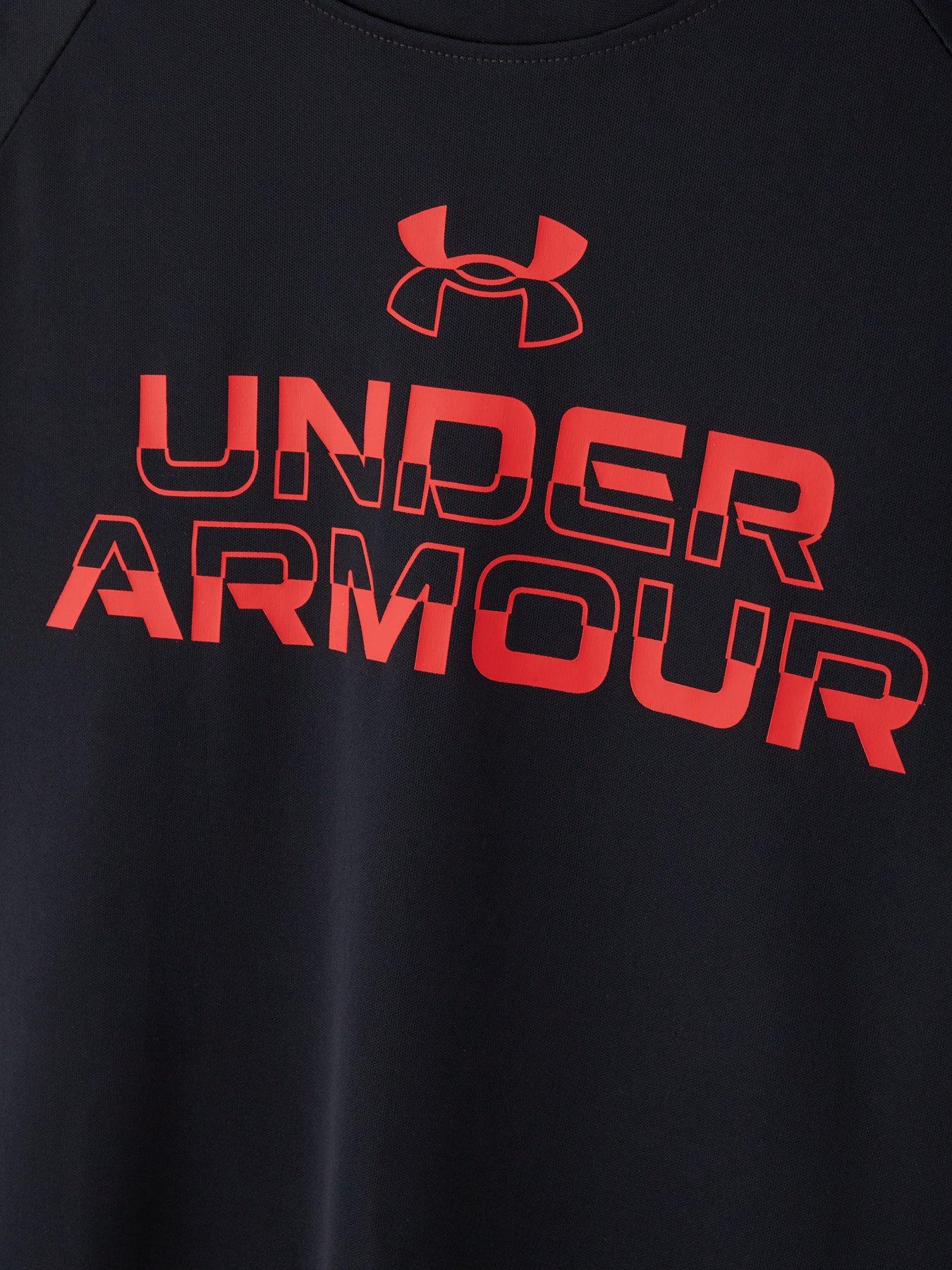 UNDER ARMOUR Boys Training Tech Split Wordmark T-Shirt - Black | Very