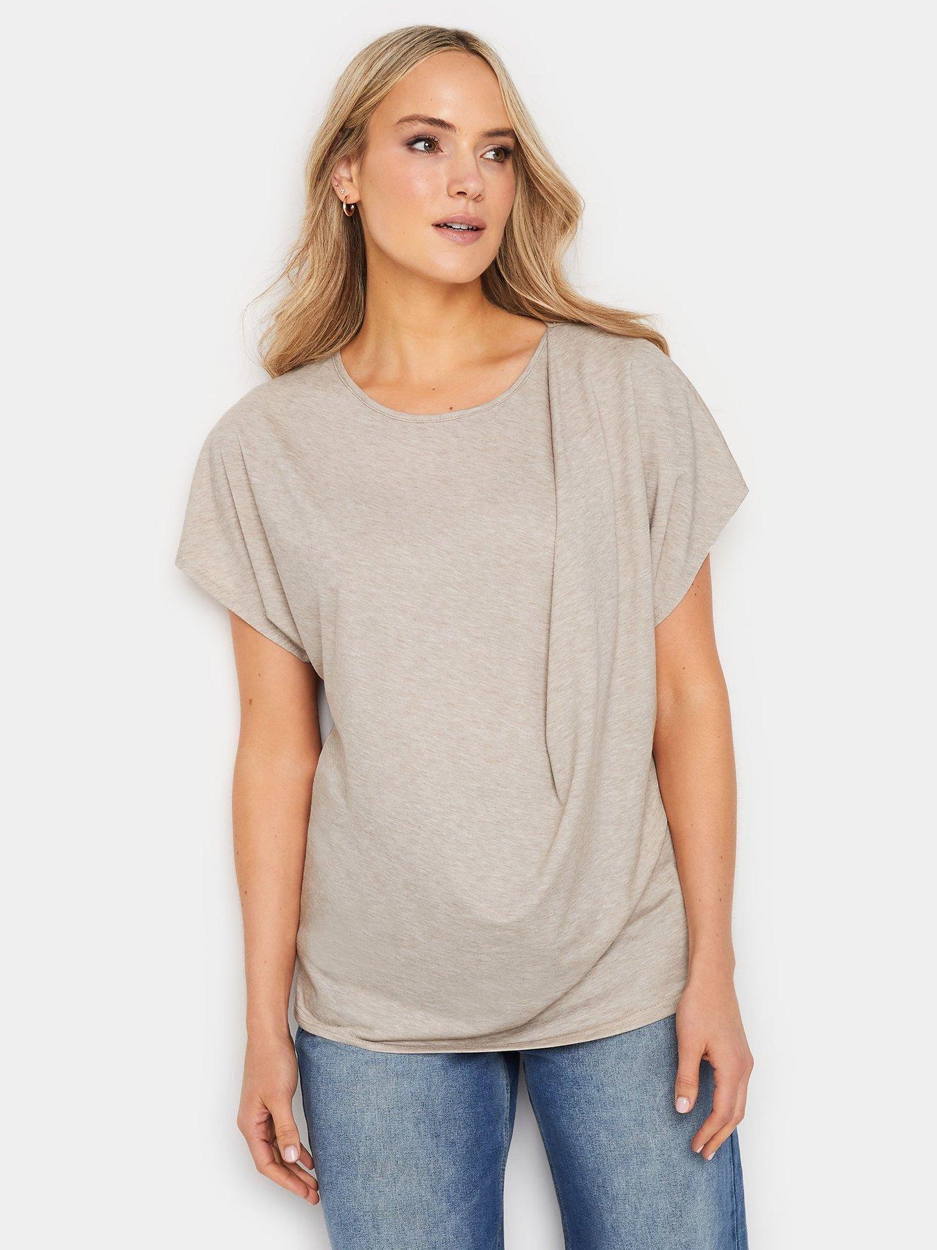 Long Tall Sally Tall Oatmeal Drape Front Top | Very