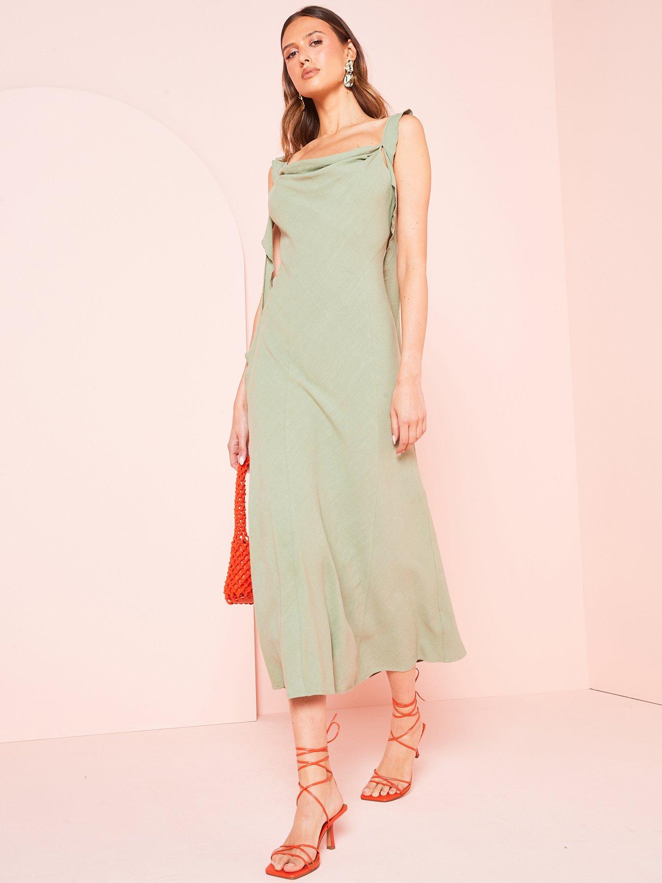Pretty Lavish Rya Ruffle Midaxi Dress - Green | Very