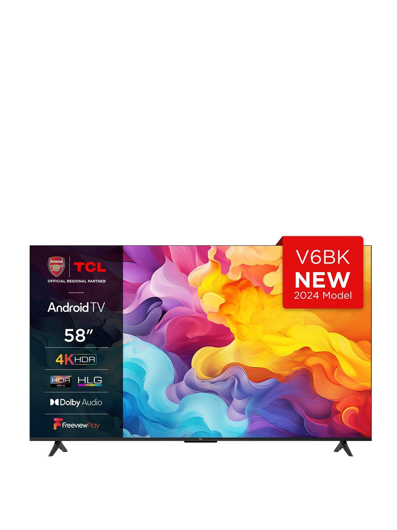 TCL 58V6BK, 58-inch, 4K UHD HDR, Frameless Android TV | Very