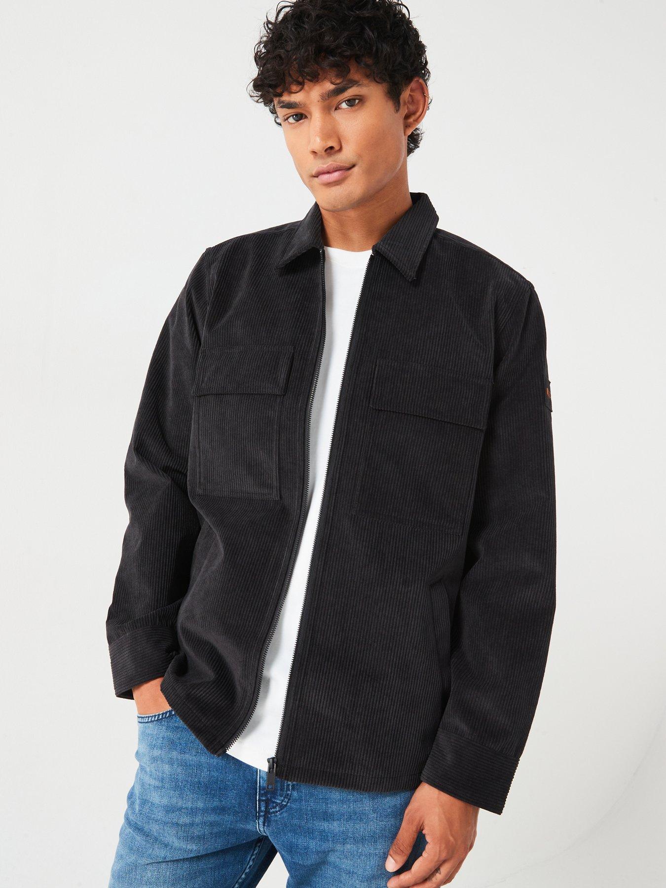 BOSS Lozzy M Oversize Fit Corduroy Zip Overshirt - Black | Very