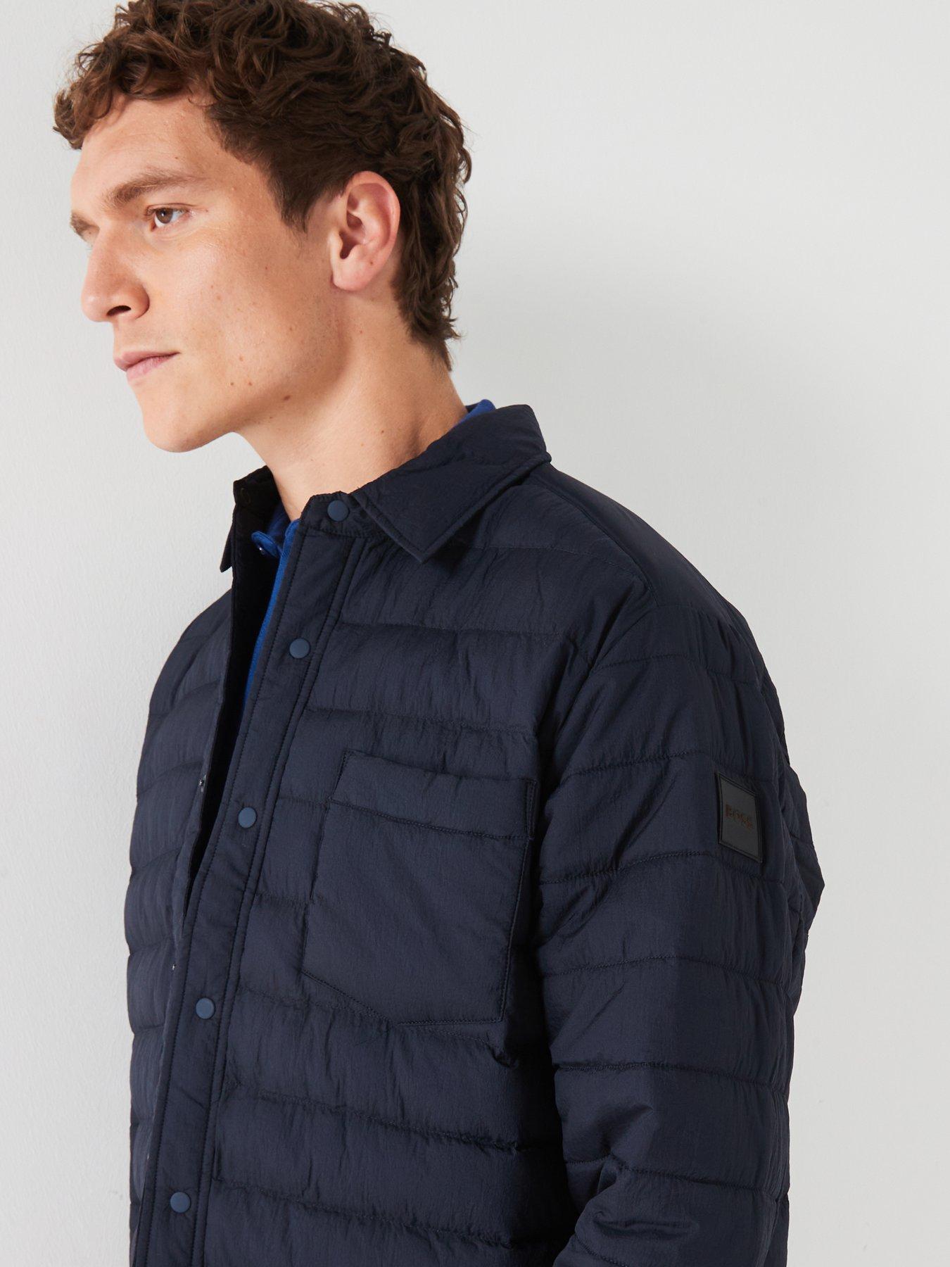 BOSS Lambizzo M Oversize Quilted Button Thru Shacket - Navy | Very