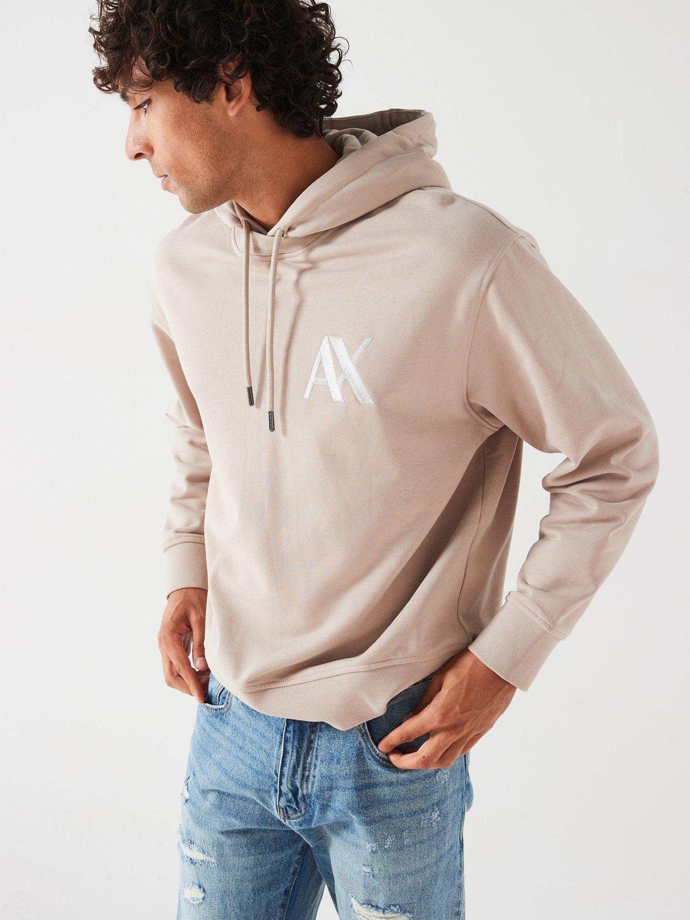 Armani Exchange Embroided Ax Left Chest Logo Hoodie - Light Brown | Very