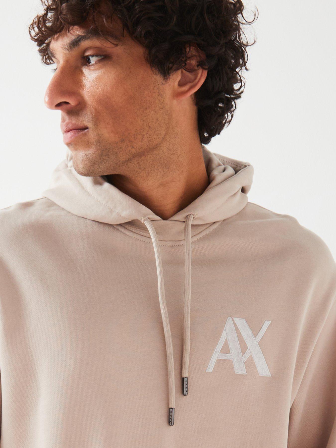 Armani Exchange Embroided Ax Left Chest Logo Hoodie - Light Brown | Very