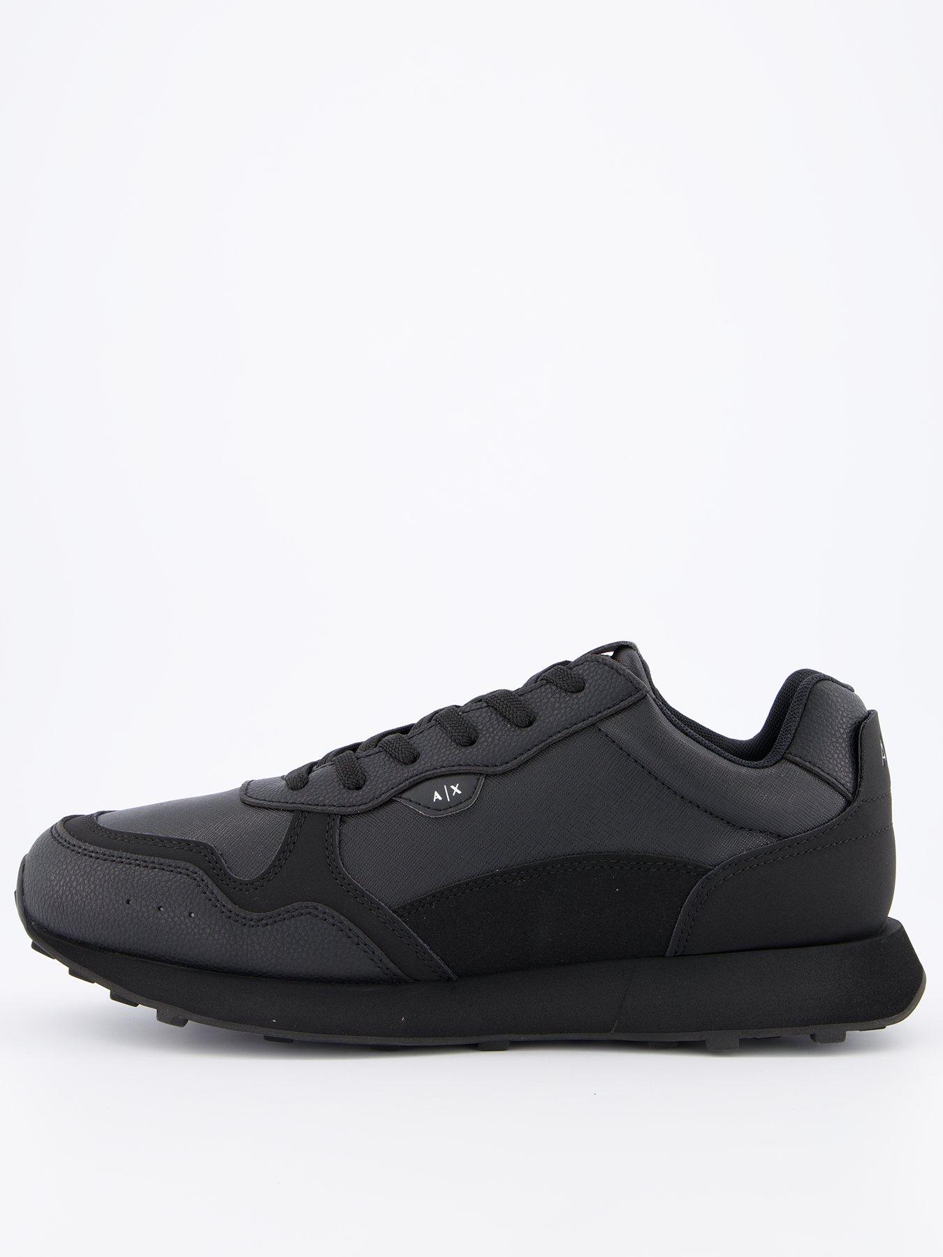 Armani Exchange Leather Lace Runners - Black/Black | Very