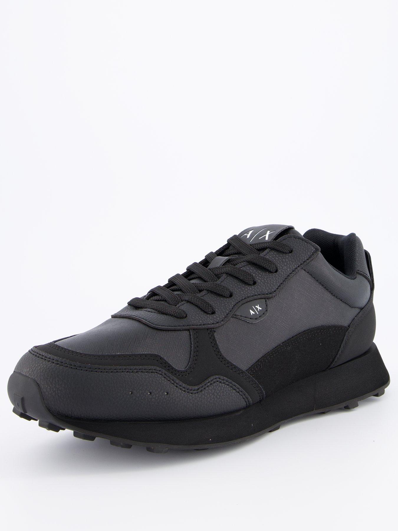Armani Exchange Leather Lace Runners - Black/Black | Very