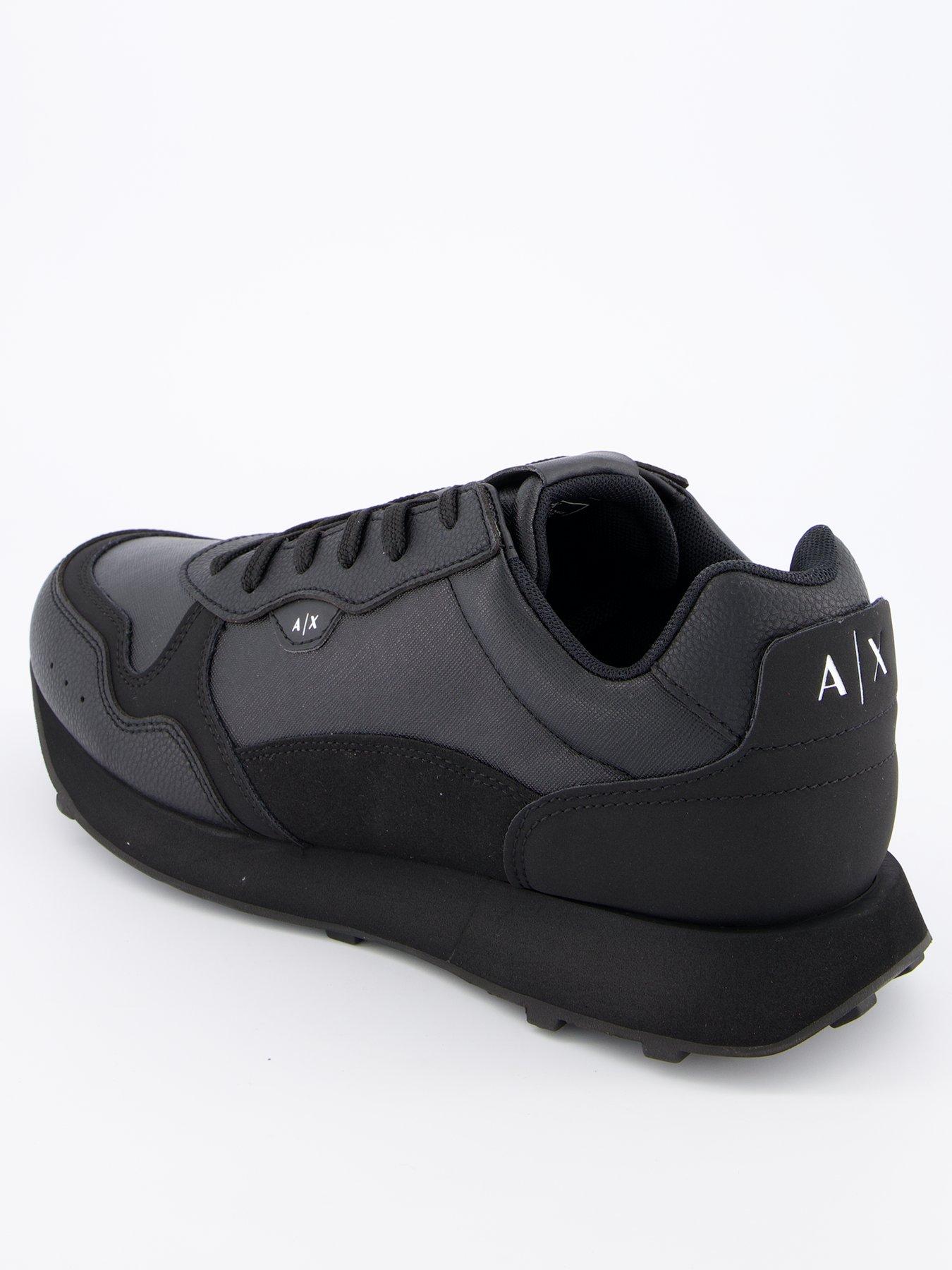 Armani Exchange Leather Lace Runners - Black/Black | Very