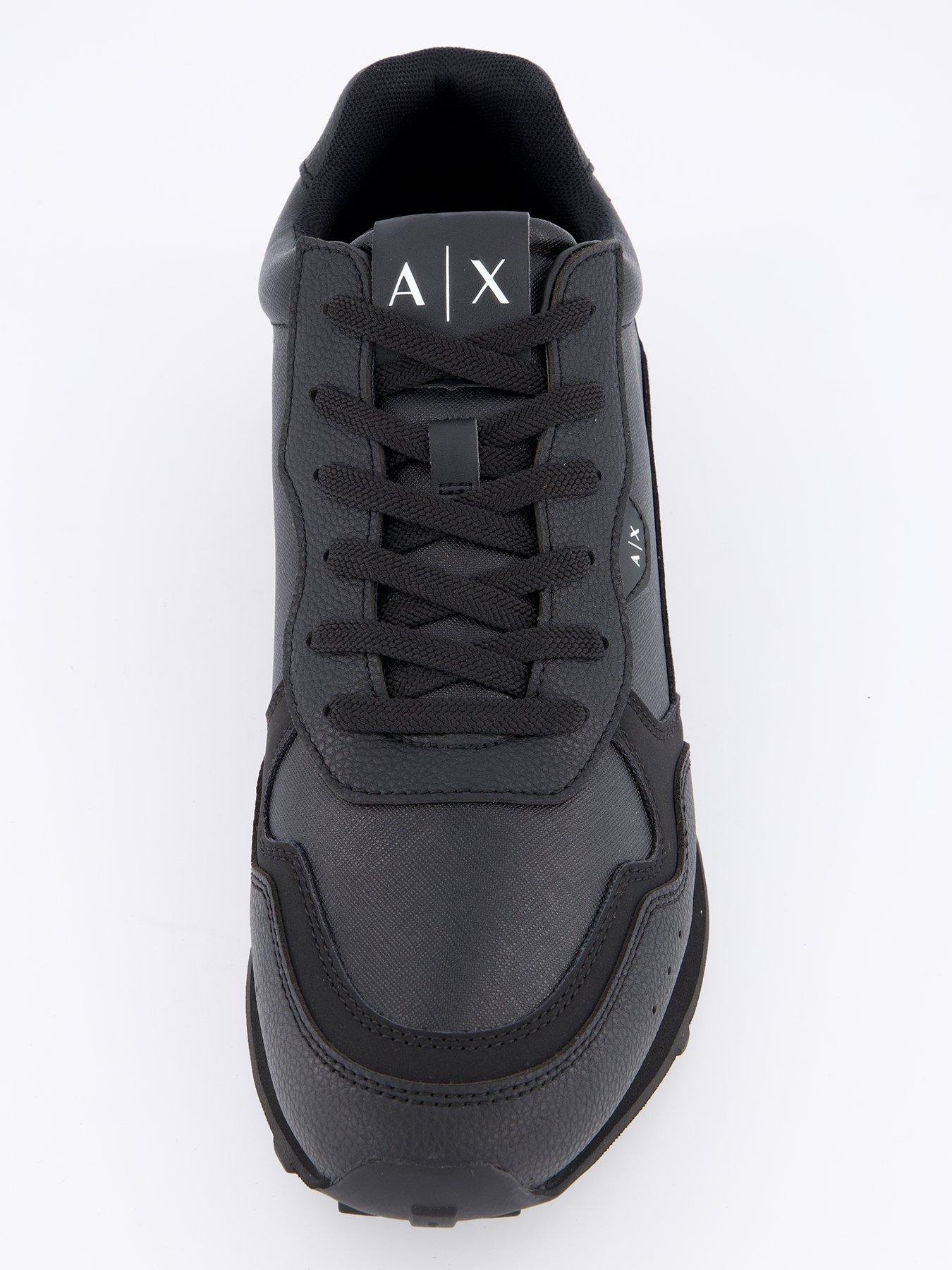 Armani Exchange Leather Lace Runners - Black/Black | Very