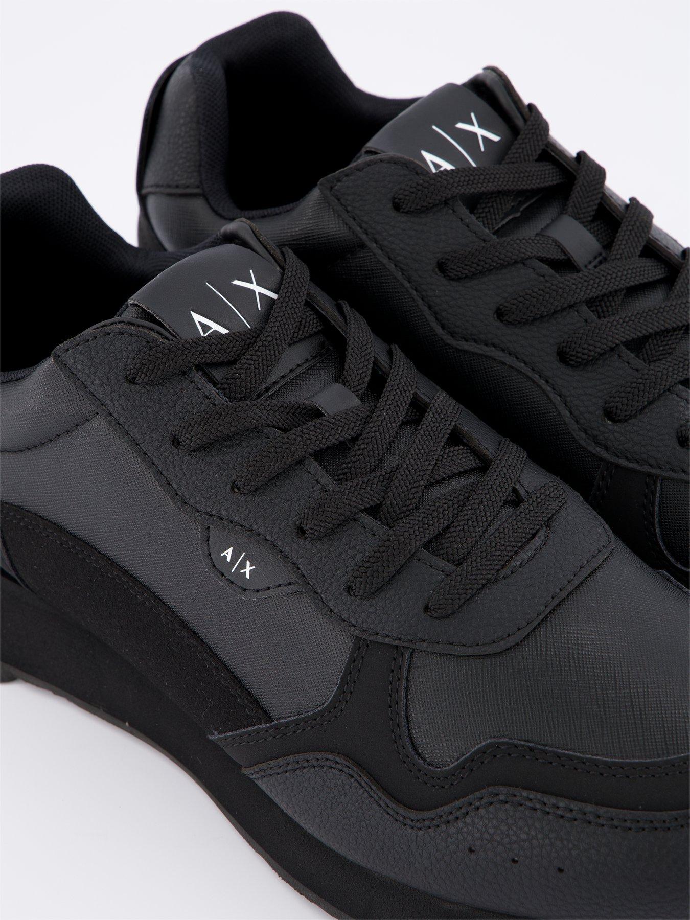 Armani Exchange Leather Lace Runners - Black/Black | Very