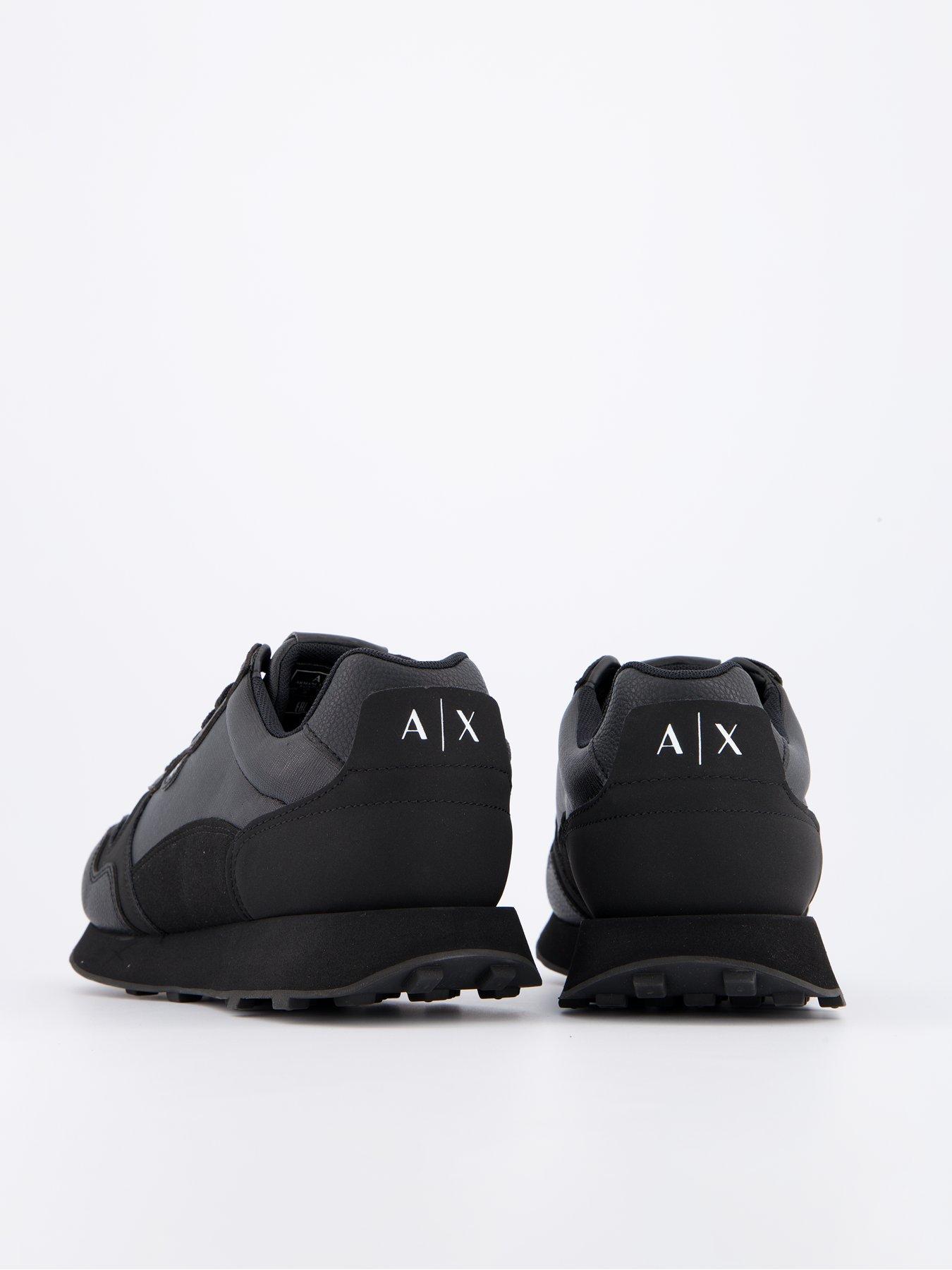 Armani Exchange Leather Lace Runners - Black/Black | Very