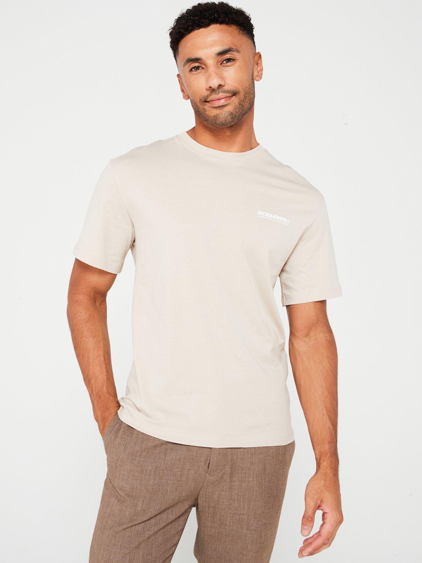 Jack & Jones Small Logo Loose Fit T-Shirt - Cream | Very