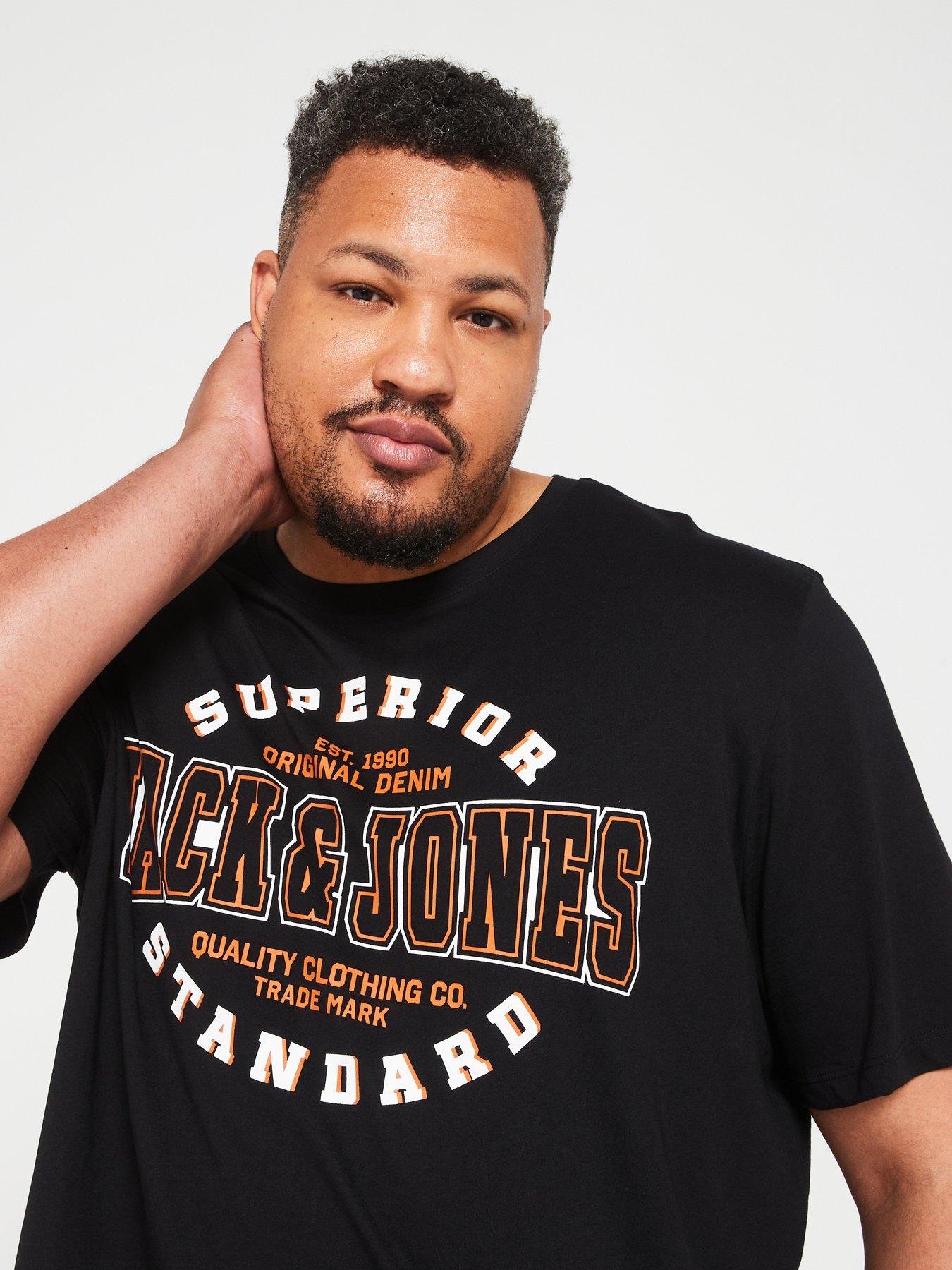 Jack & Jones Plus Original Denim Logo T-Shirt - Black | Very