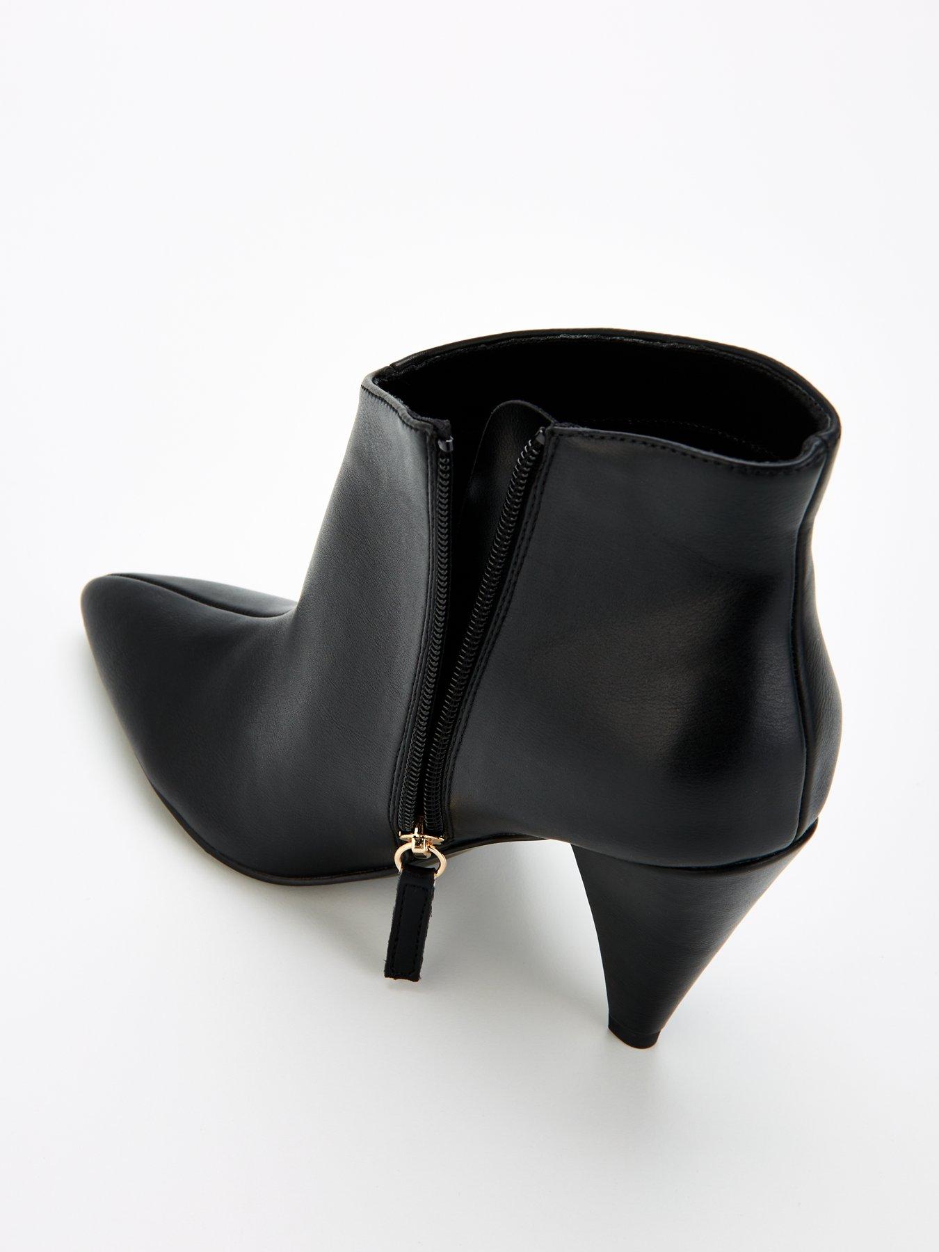 Cone Heel Shoe Boot Black