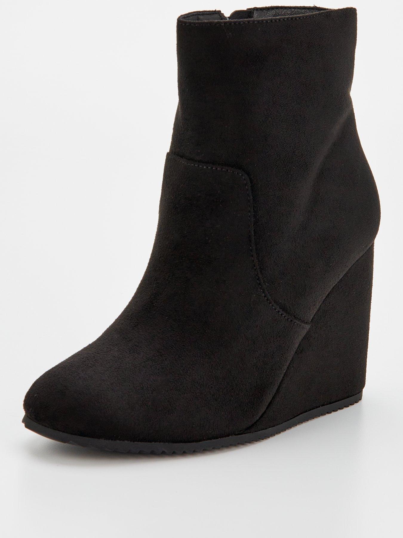V by Very Wide Fit Wedge Ankle Boot - Black | Very