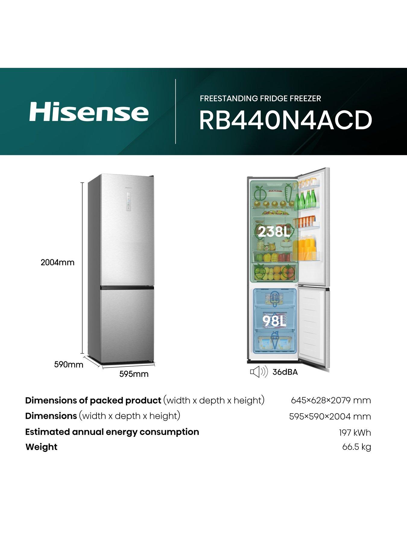 Hisense RB440N4ACD 60/40 Total No Frost Fridge Freezer - Stainless ...