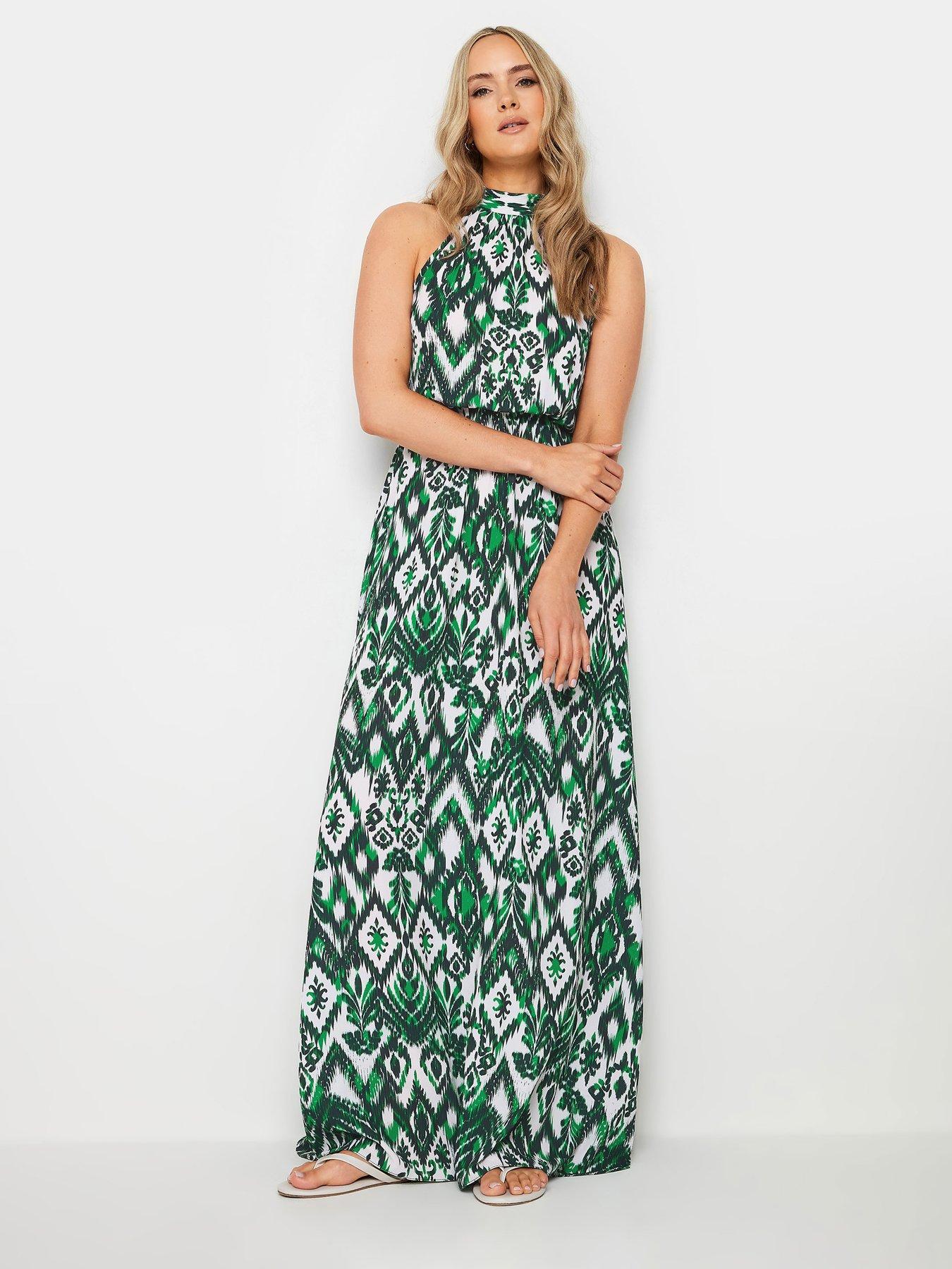 Long Tall Sally Tall Aztec Halterneck Maxi Dress - Green | Very