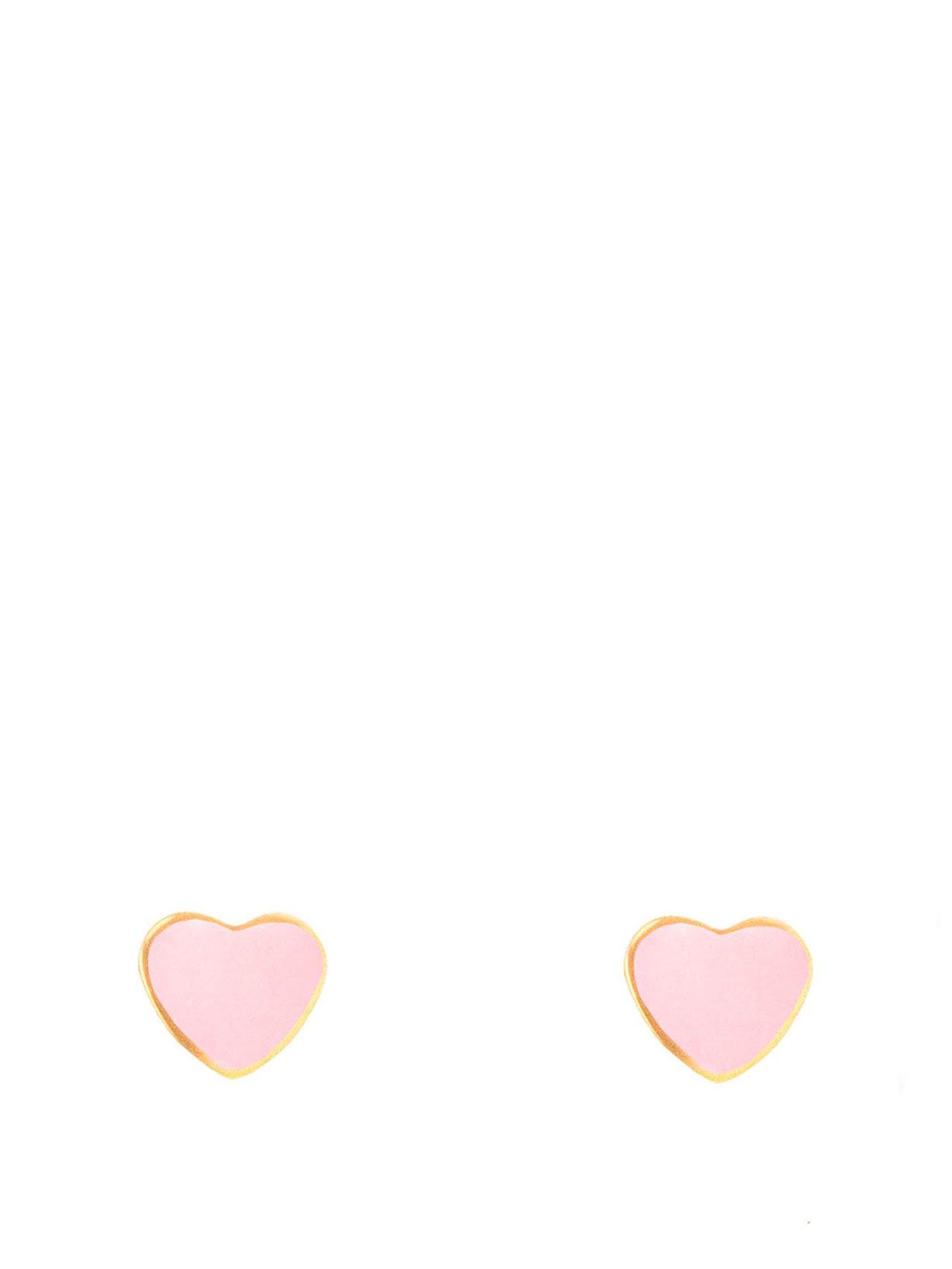 The Love Collection Enamel Light Pink Heart Flatback Stud | Very