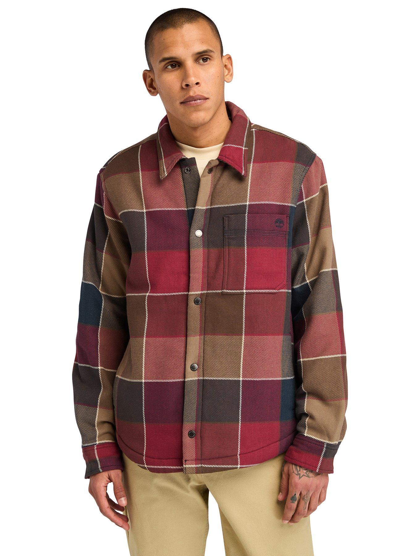 Timberland Long Sleeve Sherpa Lined Plaid Overshirt - Red | Very