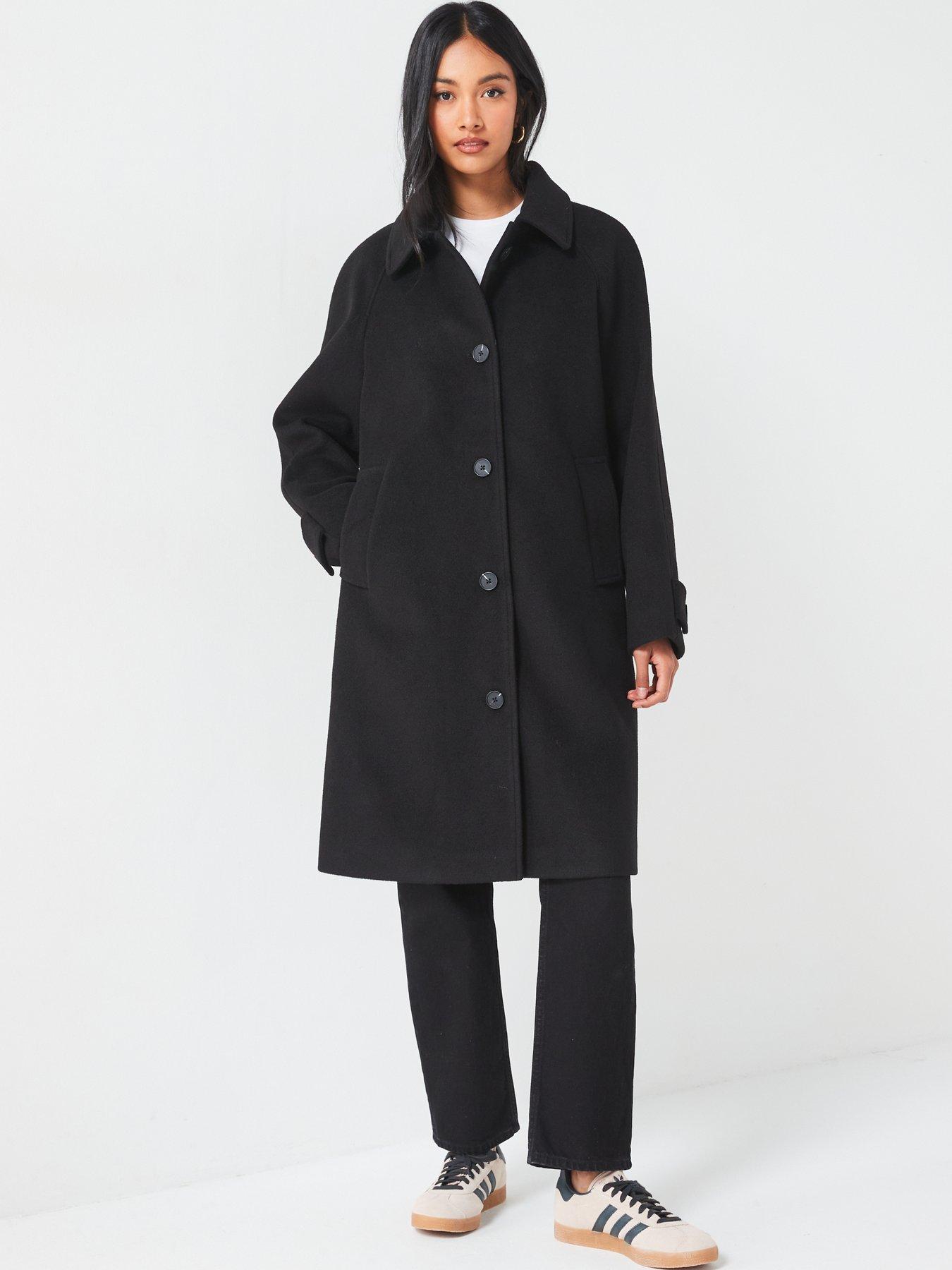 V by Very Faux Wool Trench Coat - Black | Very