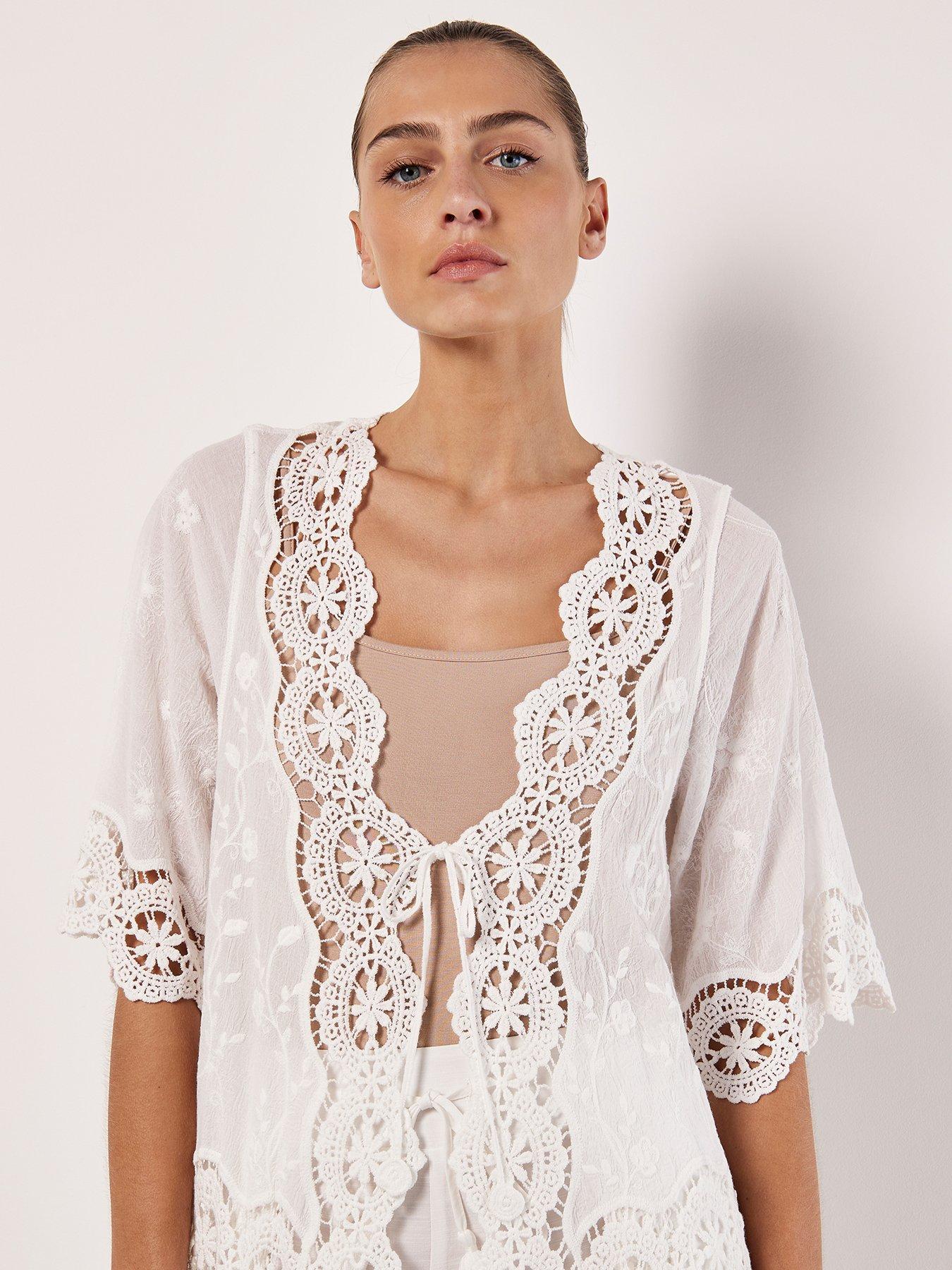 Apricot Lace & Embroidered Ctn Cover Up | Very.co.uk