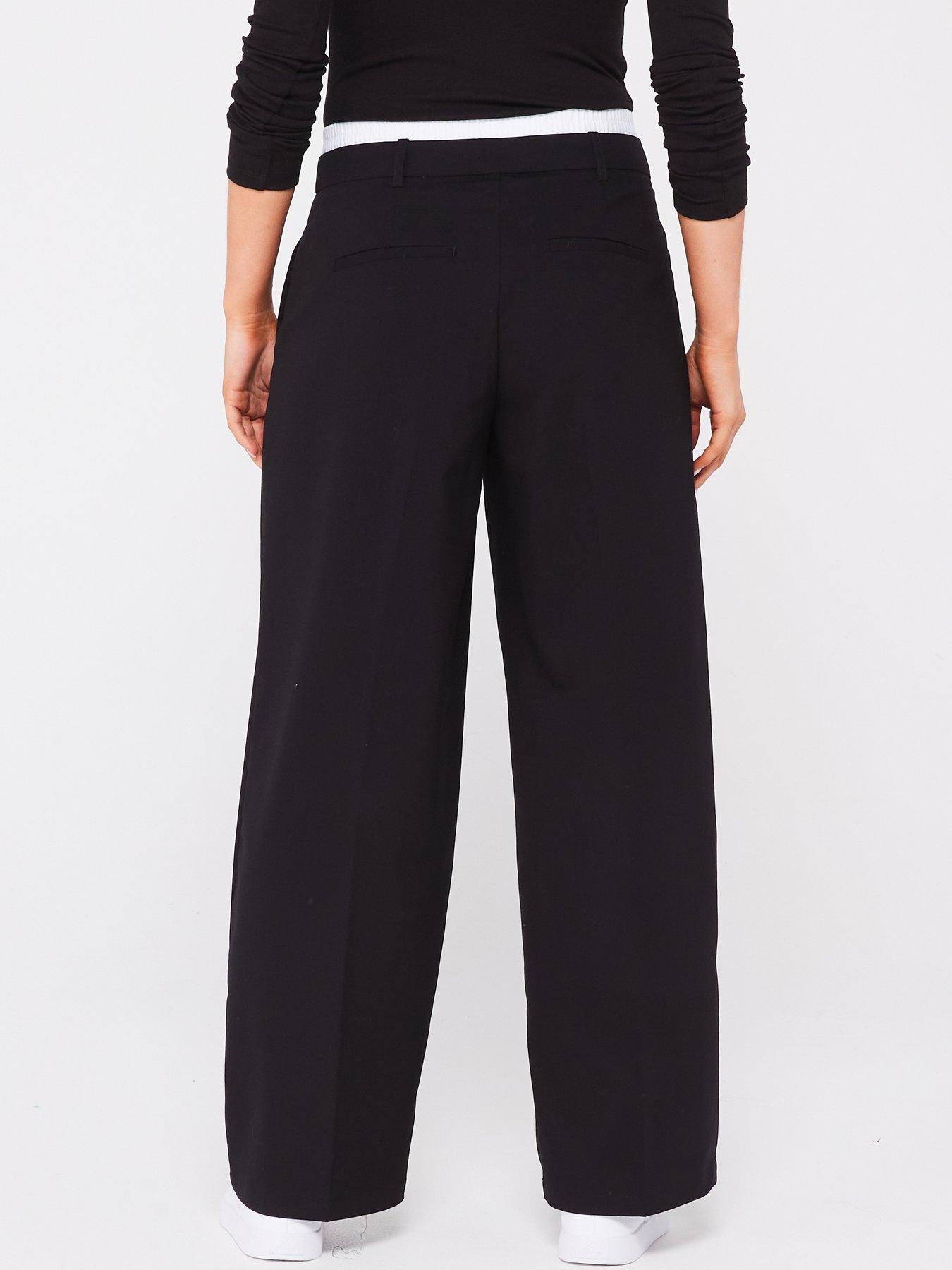 Vero Moda Wide Leg Boxer Detail Pant - Black | Very