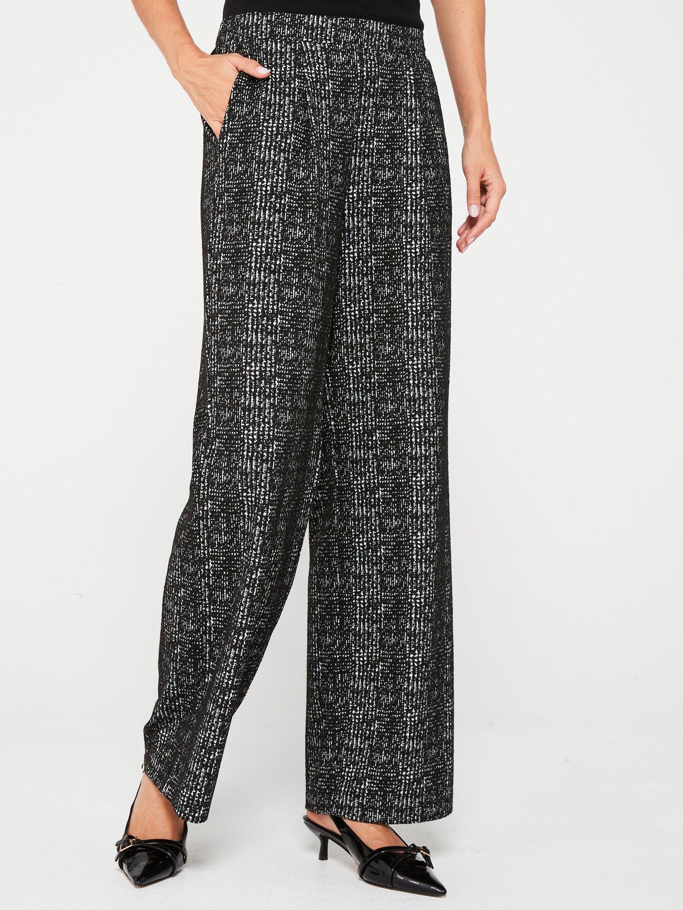JDY High Waisted Check Trouser - Black | Very