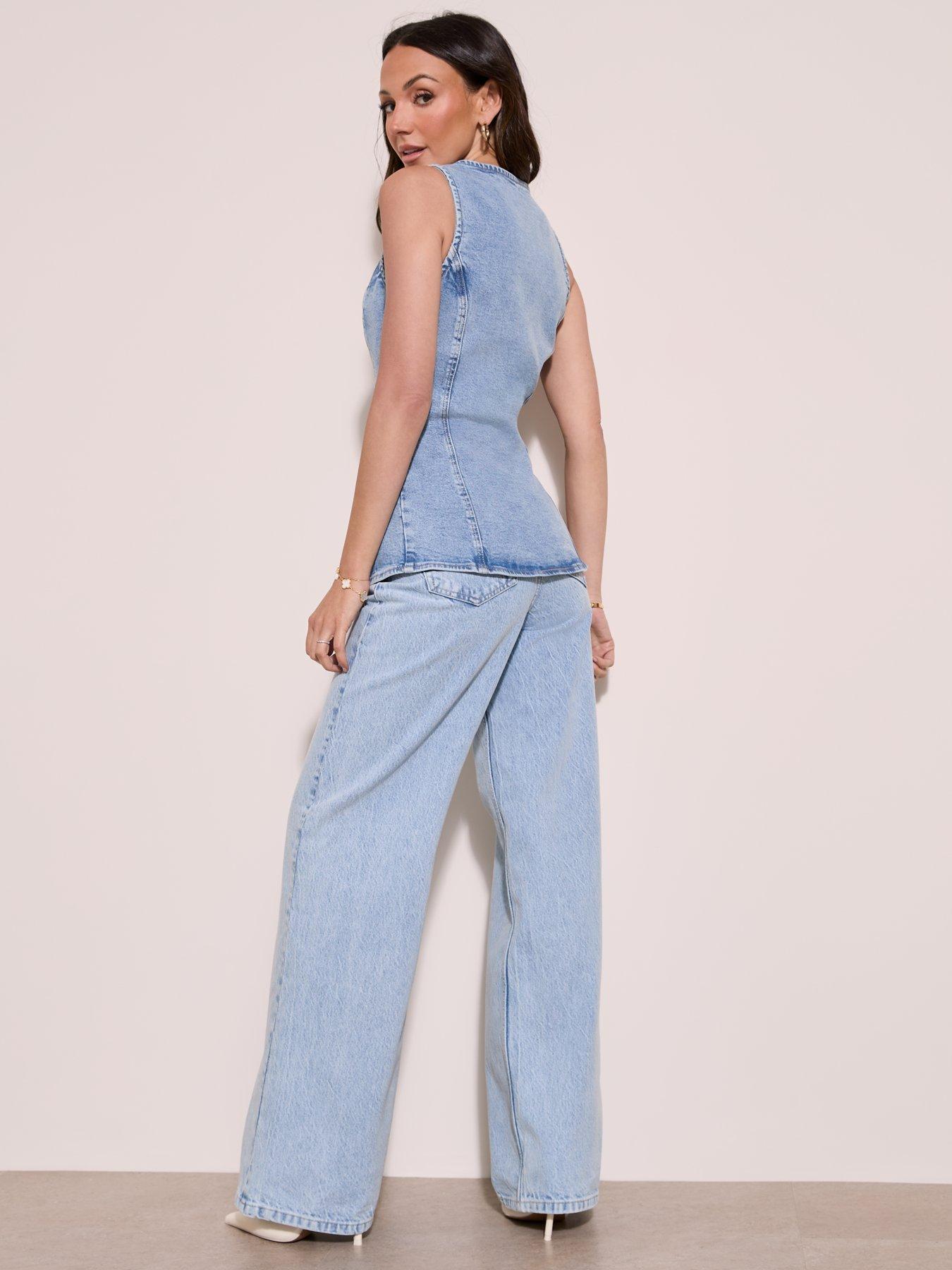 Michelle Keegan Wide Leg Jeans - Light Wash | Very