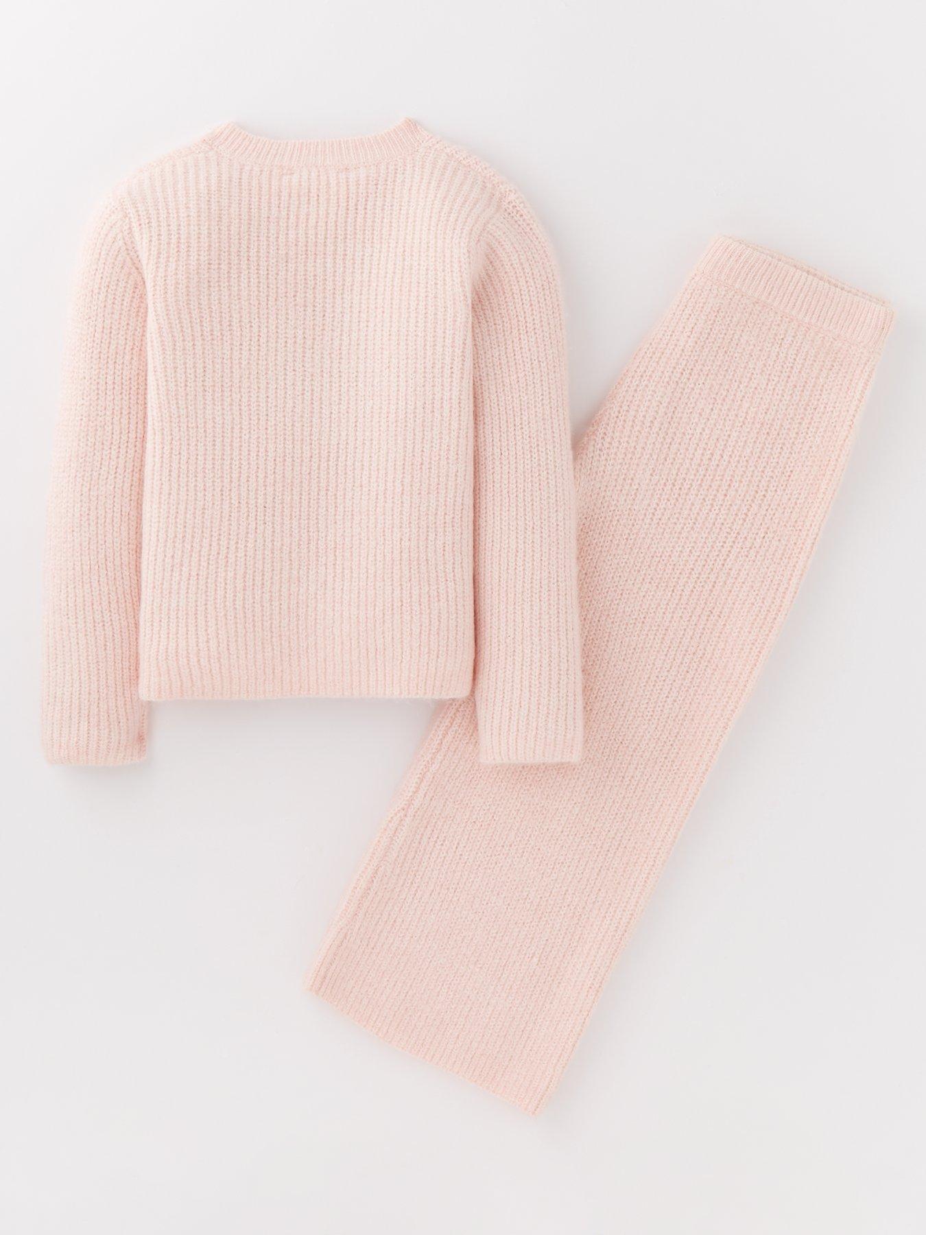 Mini V by Very Girls Knitted Mock Wrap Jumper And Flare Trouser Set ...