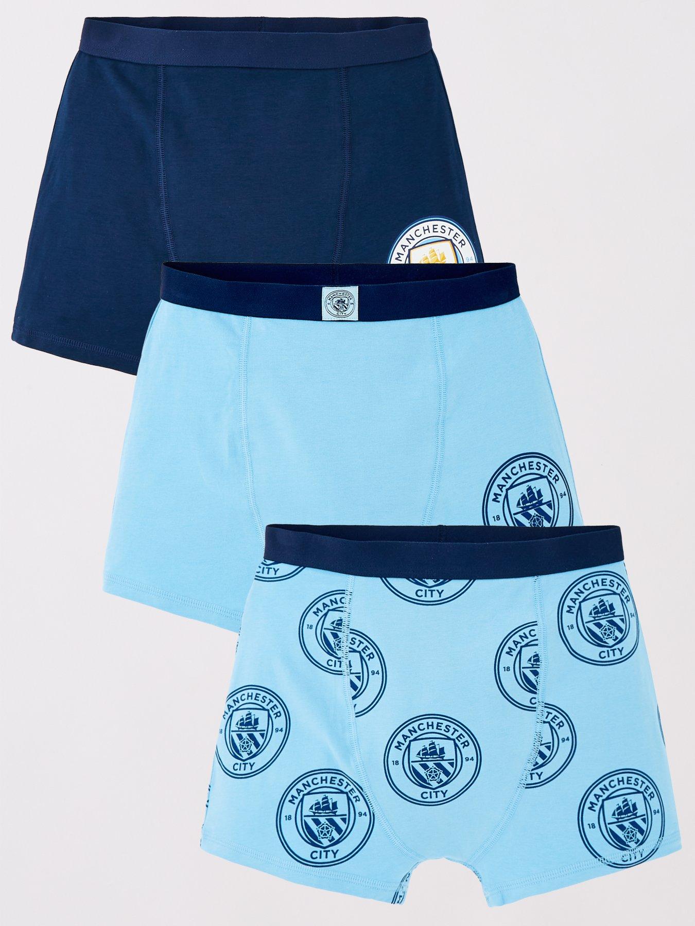 Manchester City Football 3 Pack Boxer Trunks - Blue | Very