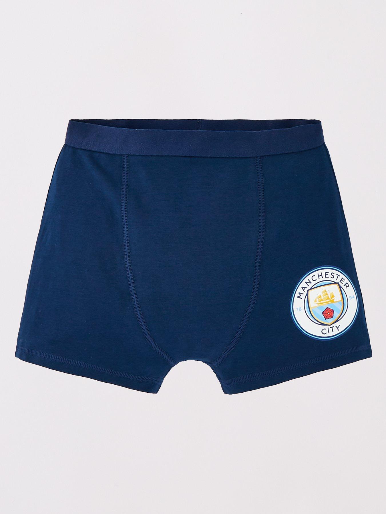 Manchester City Football 3 Pack Boxer Trunks - Blue | Very